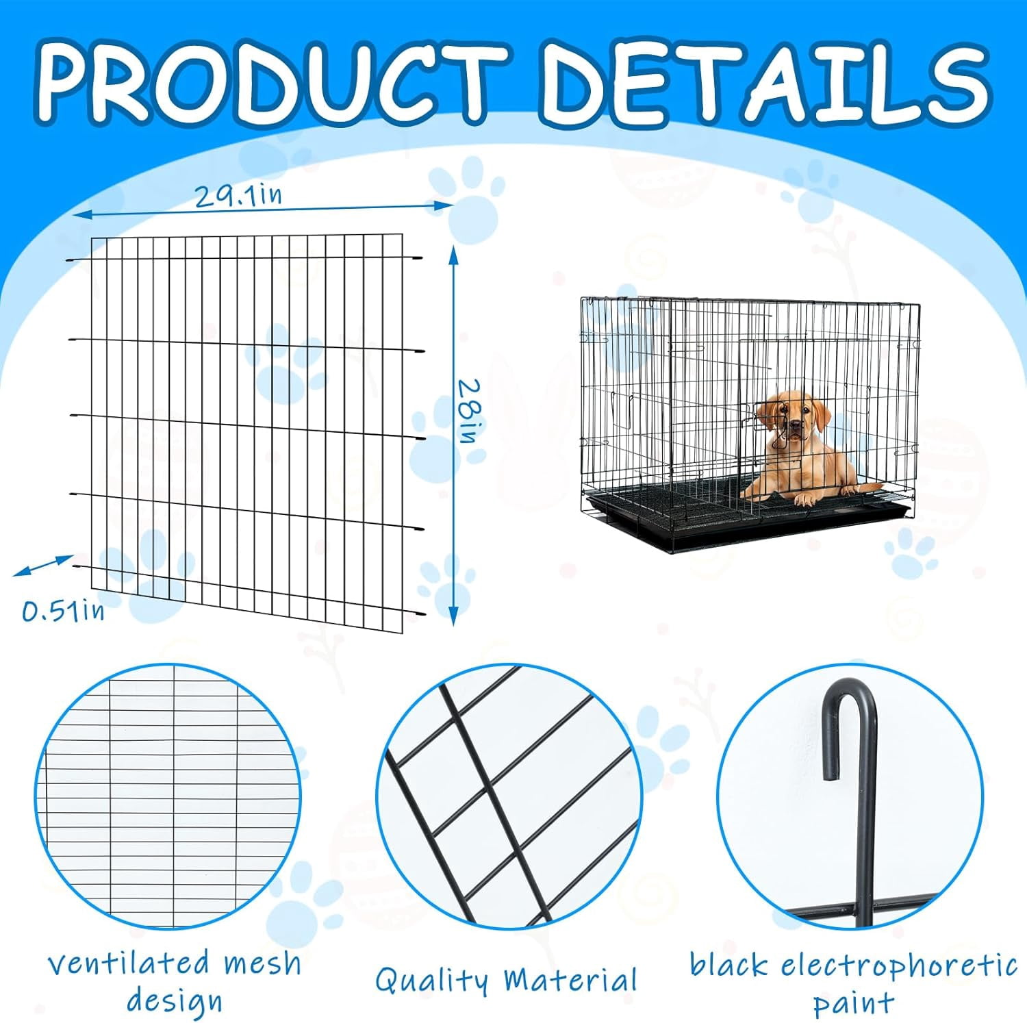2 Pcs Metal Dog Crate Divider Panel for 48 Inch Large Crates ...