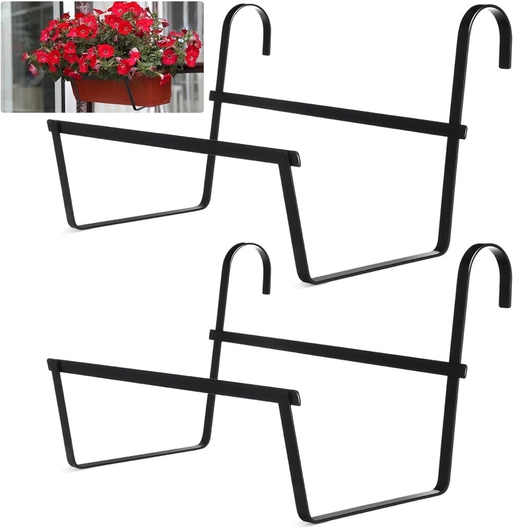 2 Pcs Metal Hanging Railing Planters,Railing Flower Box Holder for ...