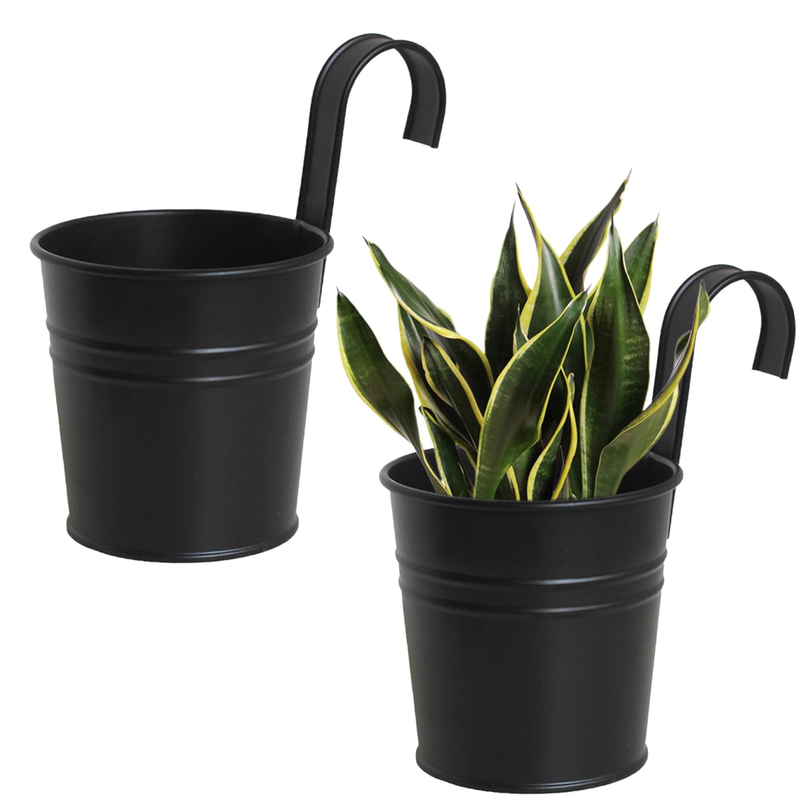 2 Pcs Metal Iron Hanging Flower Pots, Retro Bucket Planter Pot, Metal ...
