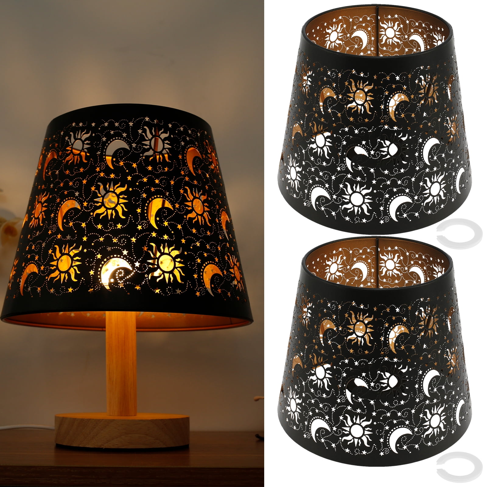2 Pcs Metal Lamp Shade Etched Small Lampshade with Pattern Decorative ...