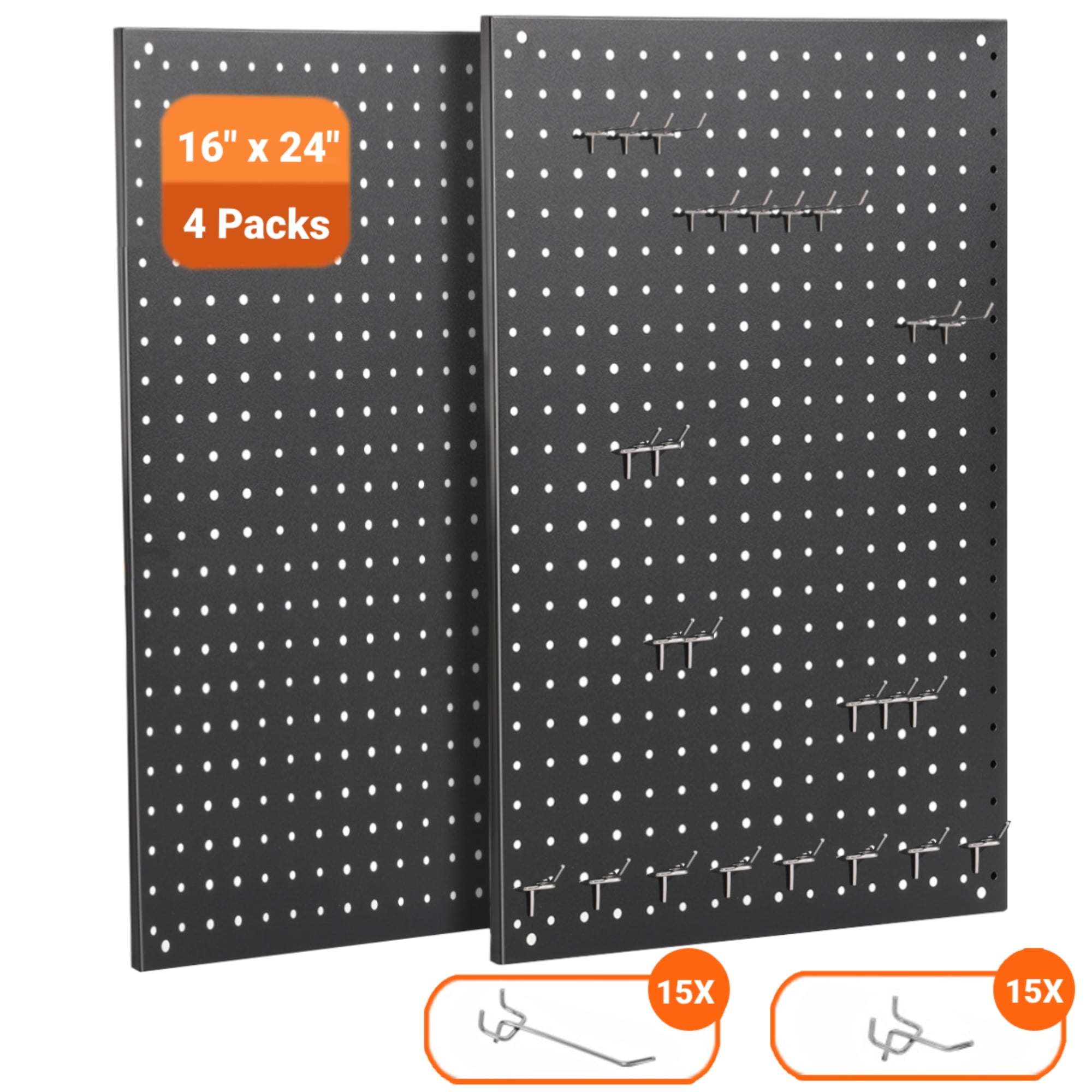 Peg Board,2 Packs Metal Pegboard Panels White 30 Pcs Hook,Pegboard for ...