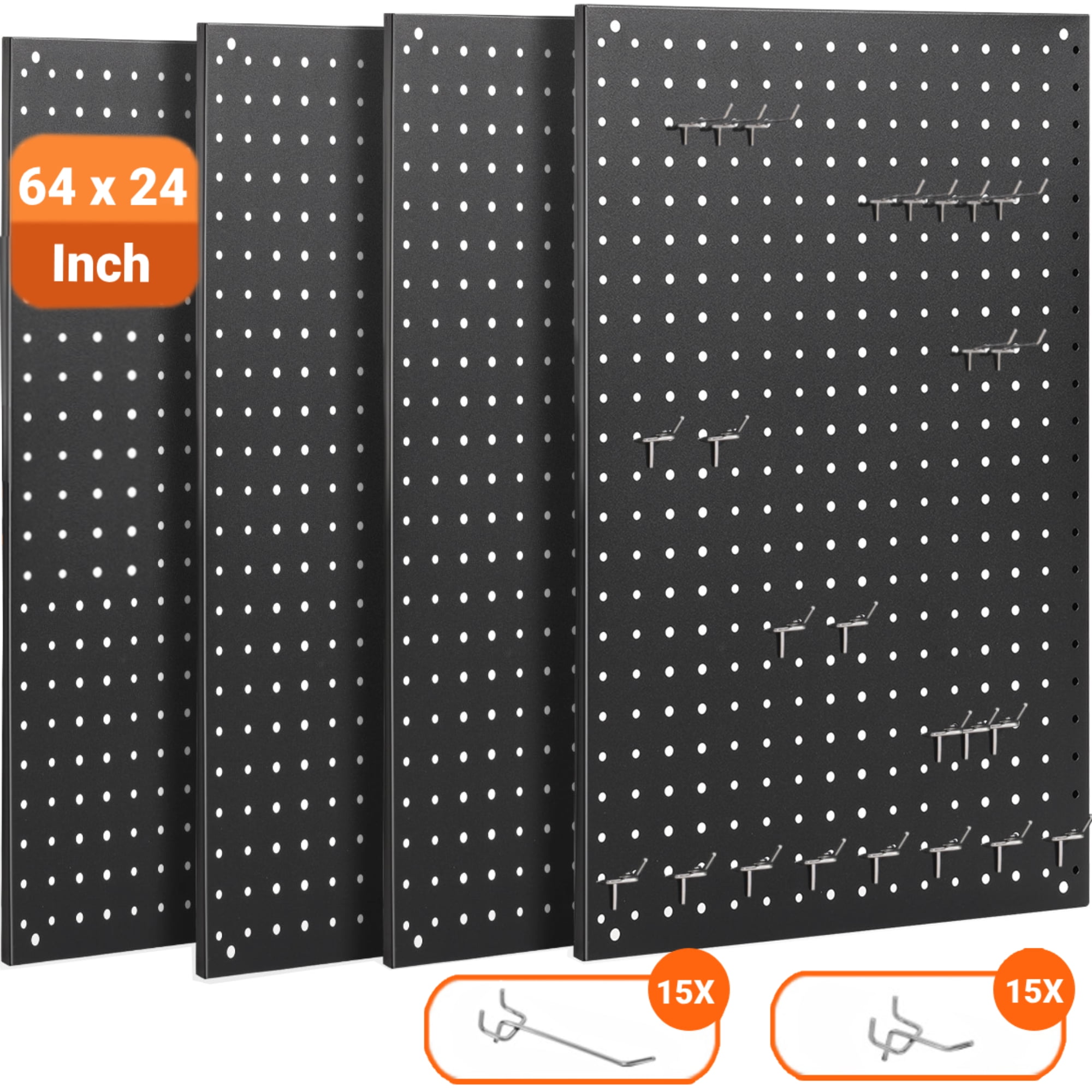 Pegboard,ENJOYWOOD 64x24 inch Metal Pegboard Panels White 40 Pcs Hook ...