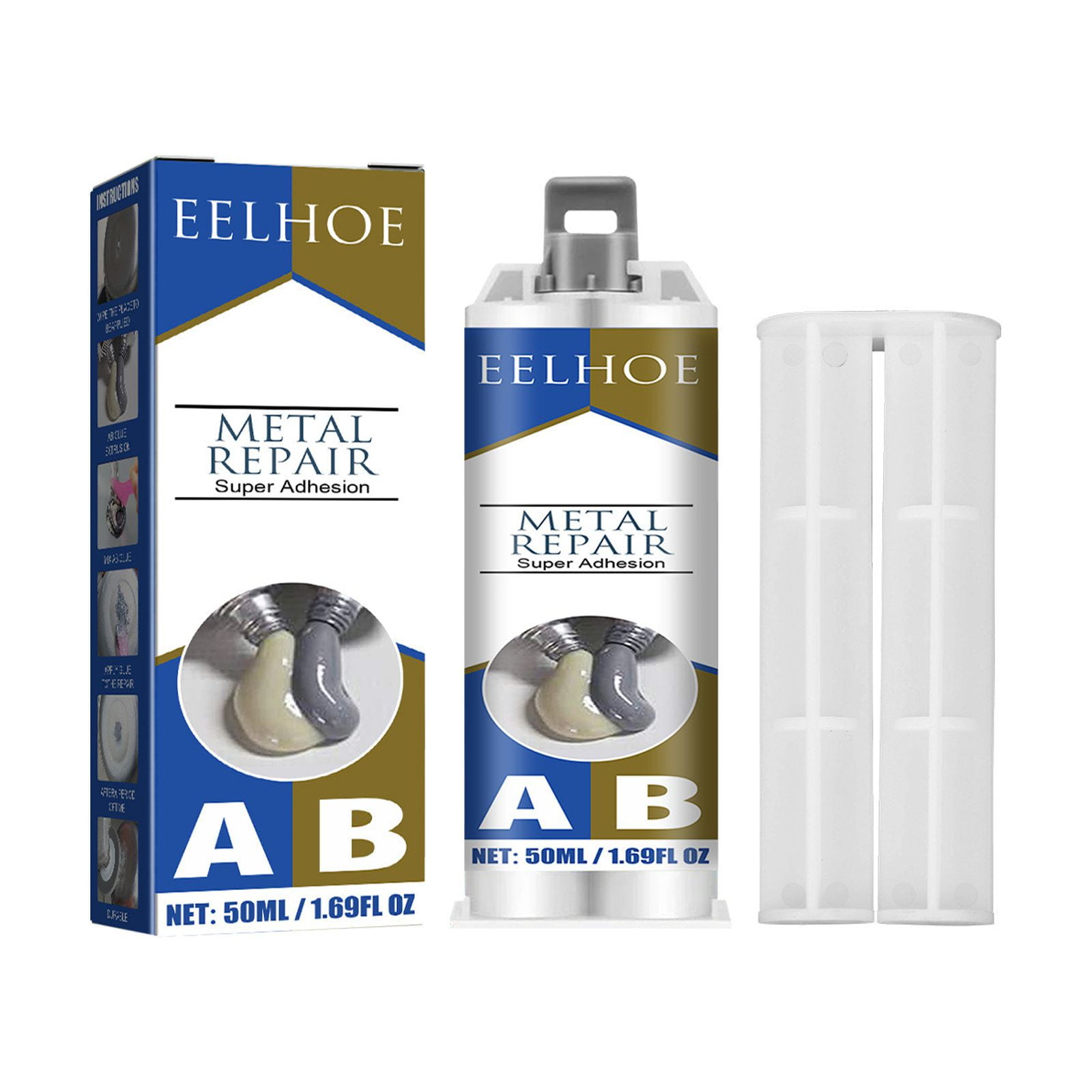 2 Pcs Metal Repair Glue A&B 50ml High Strength Heat Resistant 150°C Cold Weld Epoxy Adhesive for ...