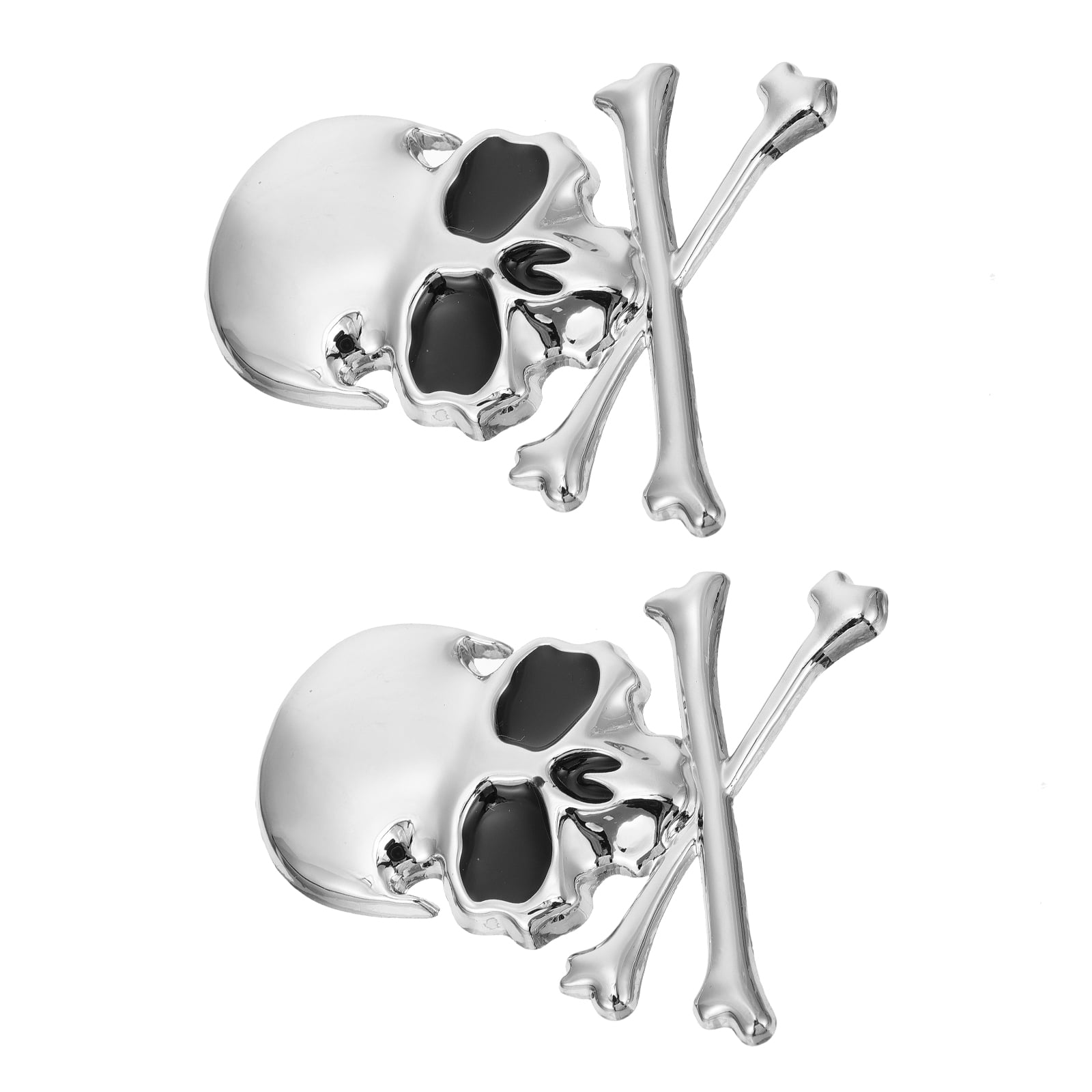 2 Pcs Metal Skull Sticker Car Body Decals Helmet Silver - Walmart.com