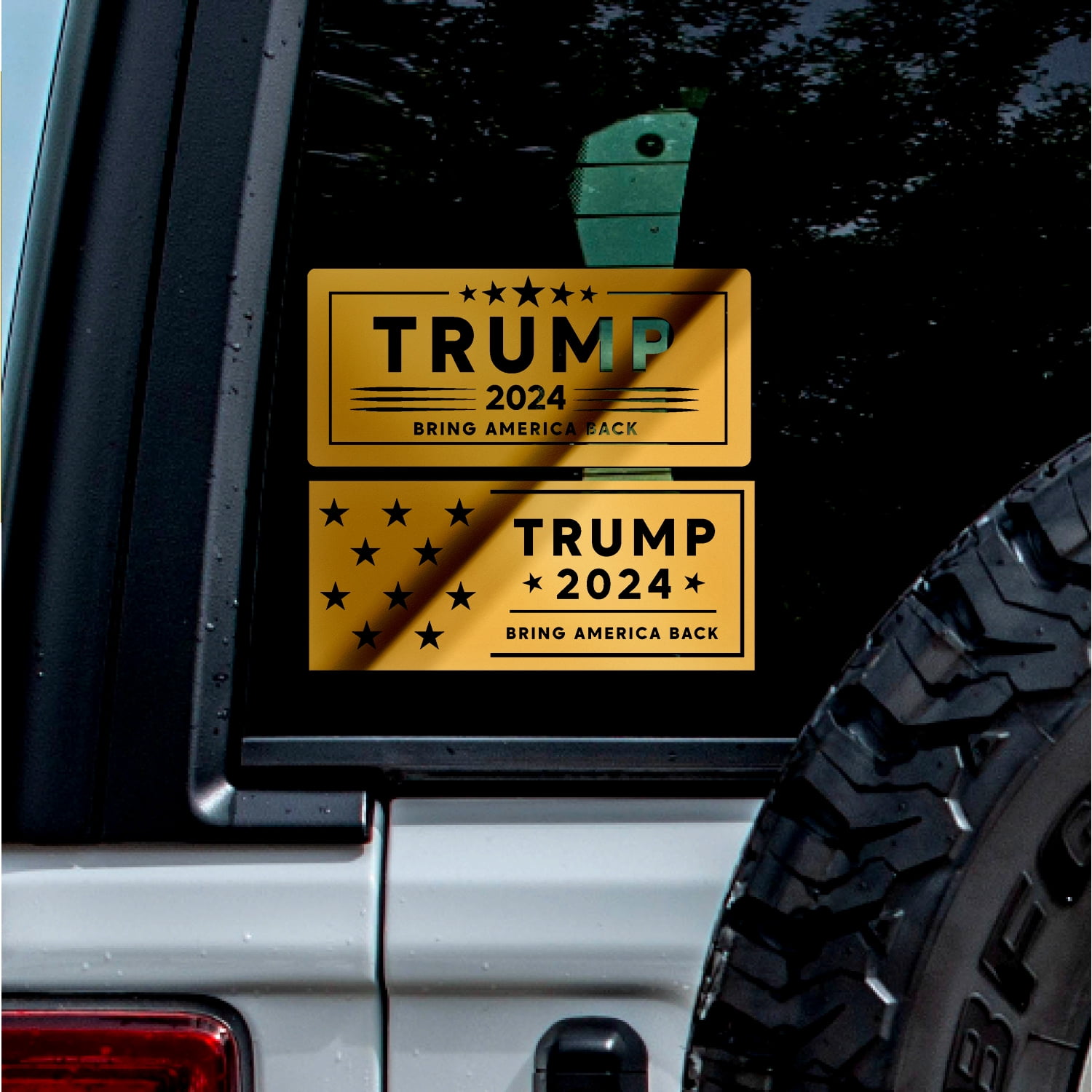 (2 Pcs, Metallic Gold, 5.3'' X 4.8'') Transparent Adhesive Decal ...