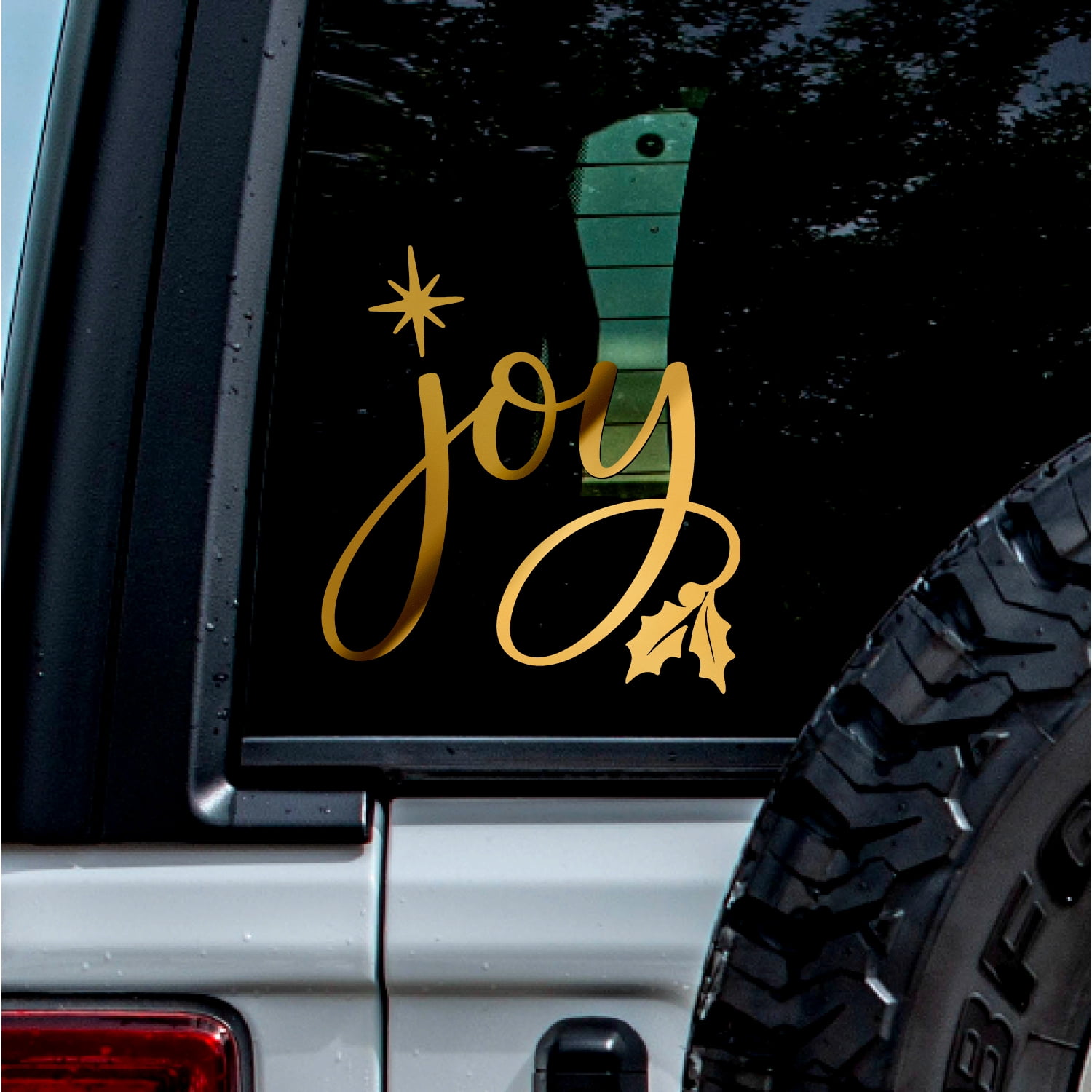 (2 Pcs Metallic Gold, 5.6'' x 6.0'') - Vinyl Sticker Decal - "Joy ...