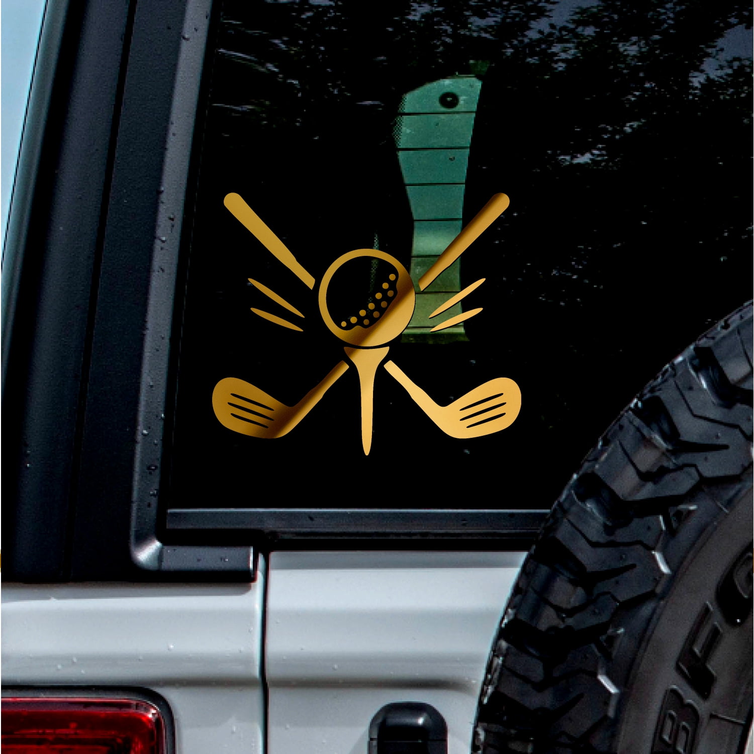 (2 Pcs Metallic Gold, 6.6'' x 5.6'') - Vinyl Sticker Decal - "Golf Ball ...