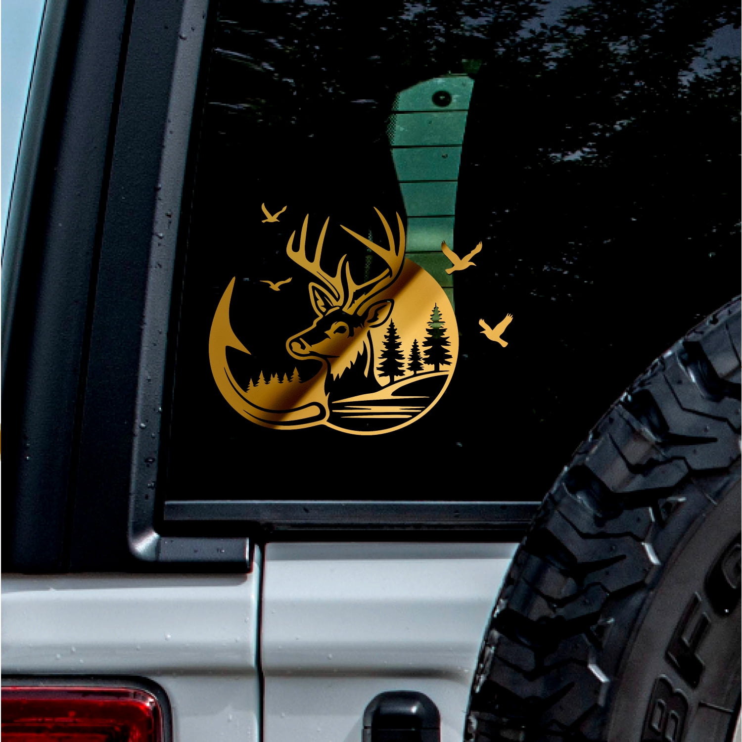 (2 Pcs, Metallic Gold, 7.3'' X 5.6'') Transparent Adhesive Decal ...