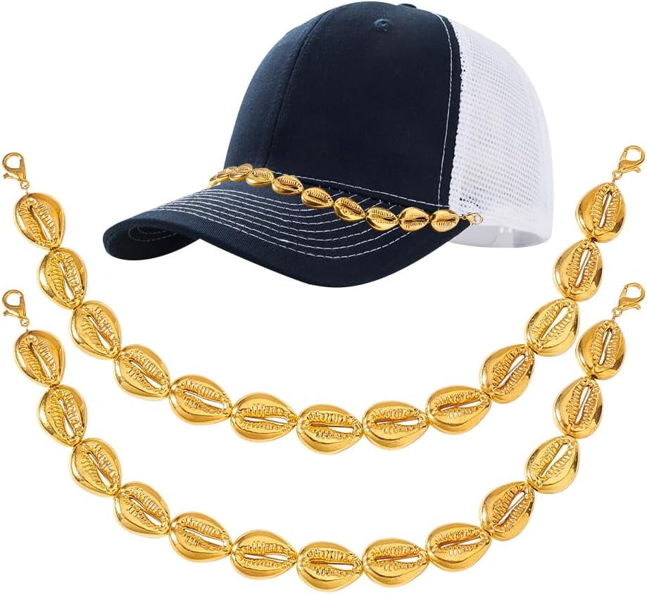 2 Pcs Metallic Shell Trucker Hat Chain Hip-Pop Style Decoration Trucket ...