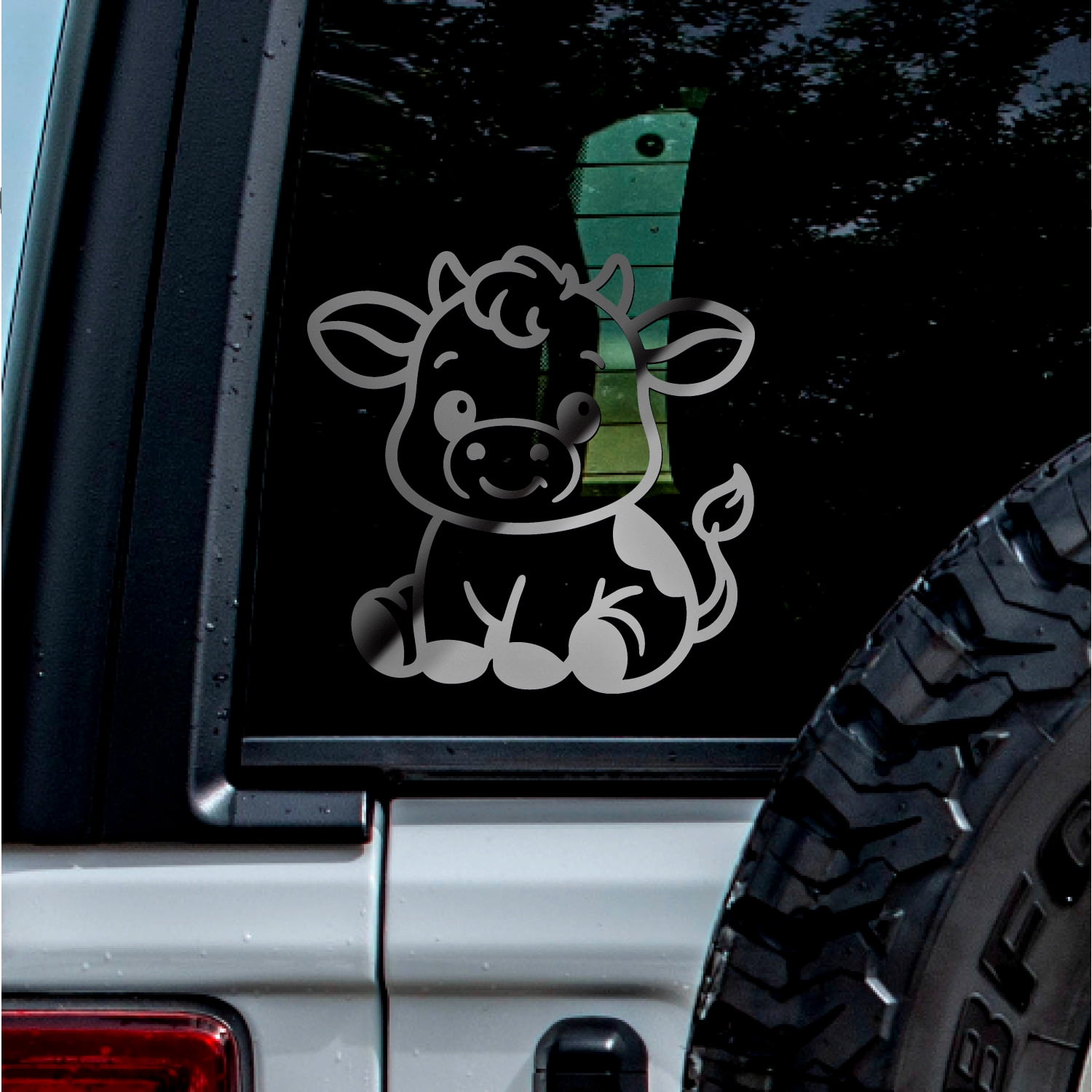 (2 Pcs Metallic Silver, 11'' x 11.0'') - Vinyl Sticker Decal - "Happy ...