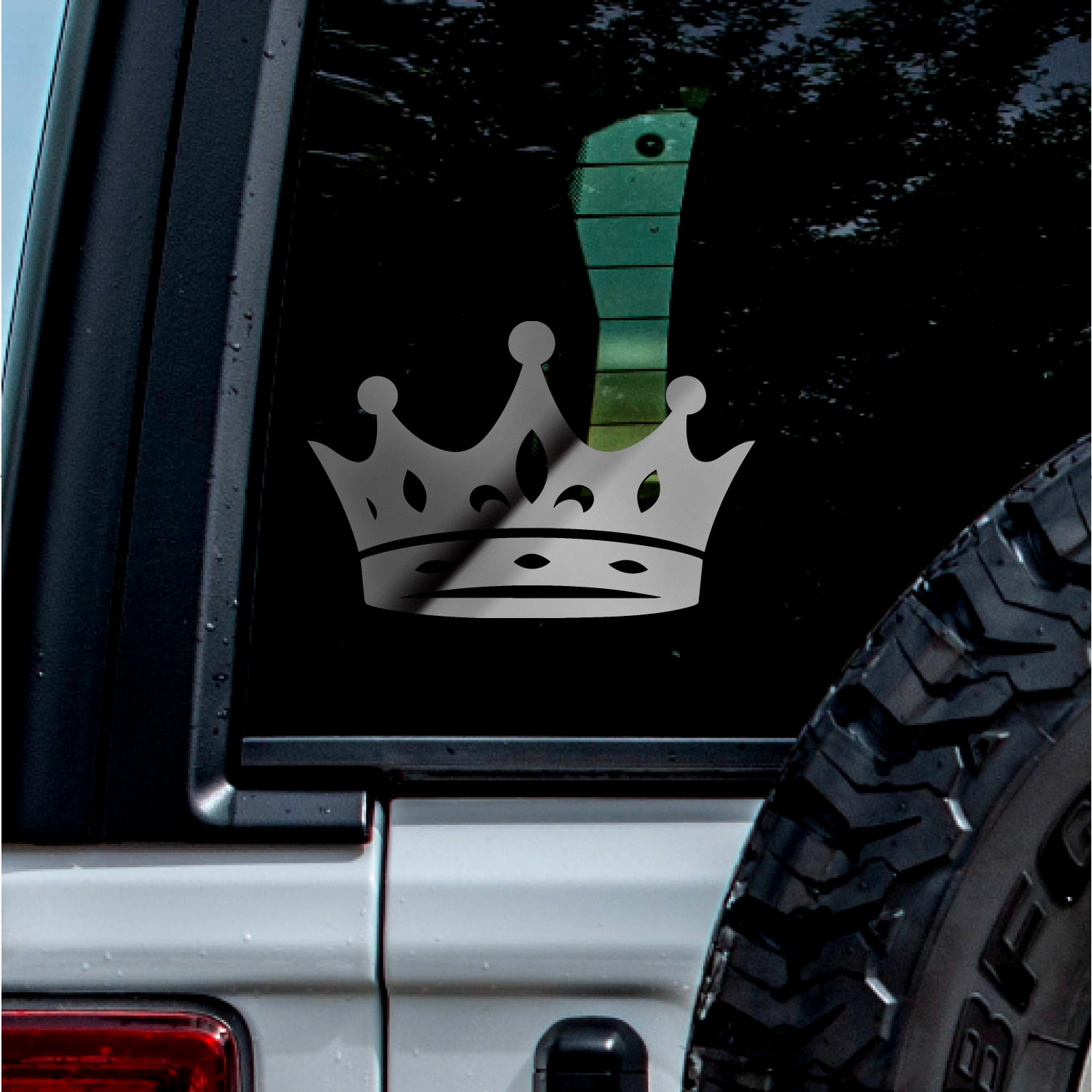 (2 Pcs Metallic Silver, 14'' x 9.3'') - Vinyl Sticker Decal - "Crown ...