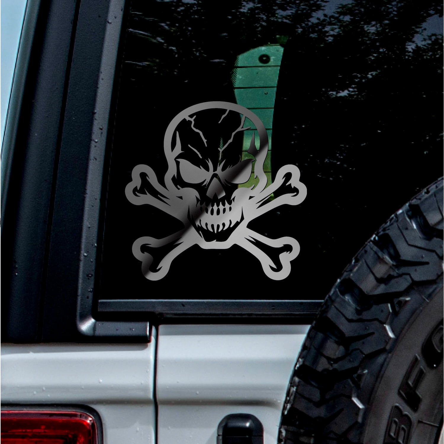 (2 Pcs Metallic Silver, 8.1'' x 8.0'') - Vinyl Sticker Decal ...
