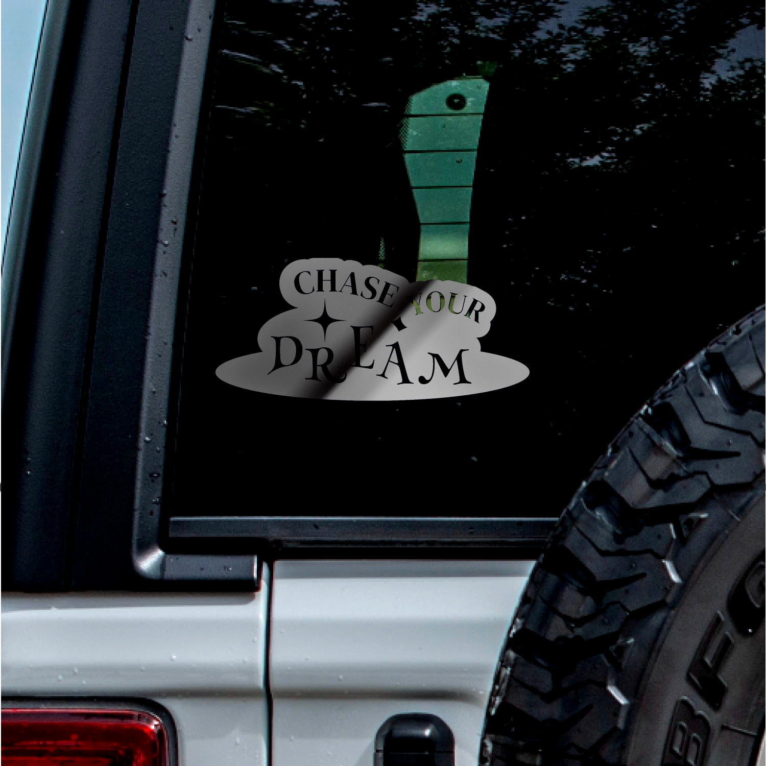 (2 Pcs, Metallic Silver, 9.5'' X 4.3'') Transparent Adhesive Decal ...