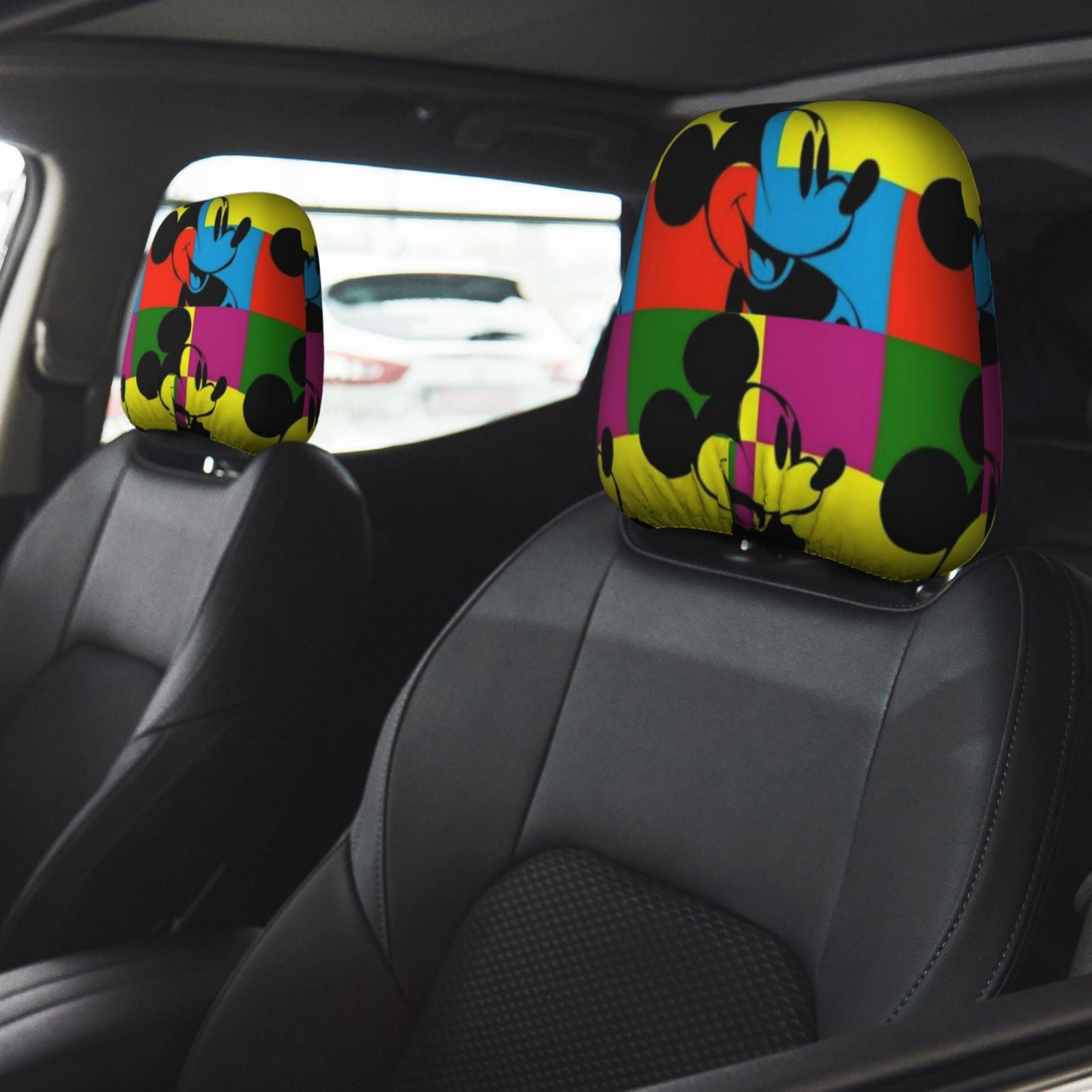 2 Pcs Mickey Mouse Car Seat Head Rest Cover, Protective Fabric Design ...