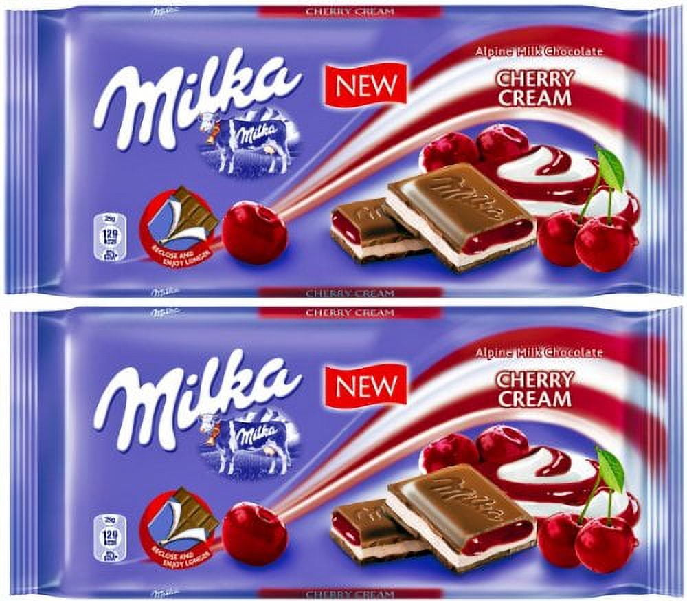 2 Pcs Milka Alpine Milk Chocolate Bars Vanilla Cherry Cream - Walmart.com