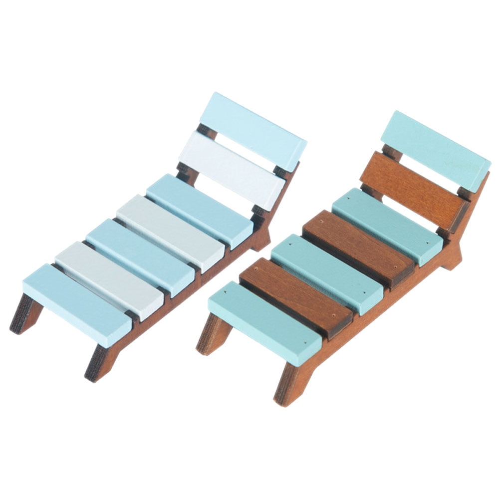 2 Pcs Mini Beach Lounger Chair Props Recliner Reclining Camp Landscape ...