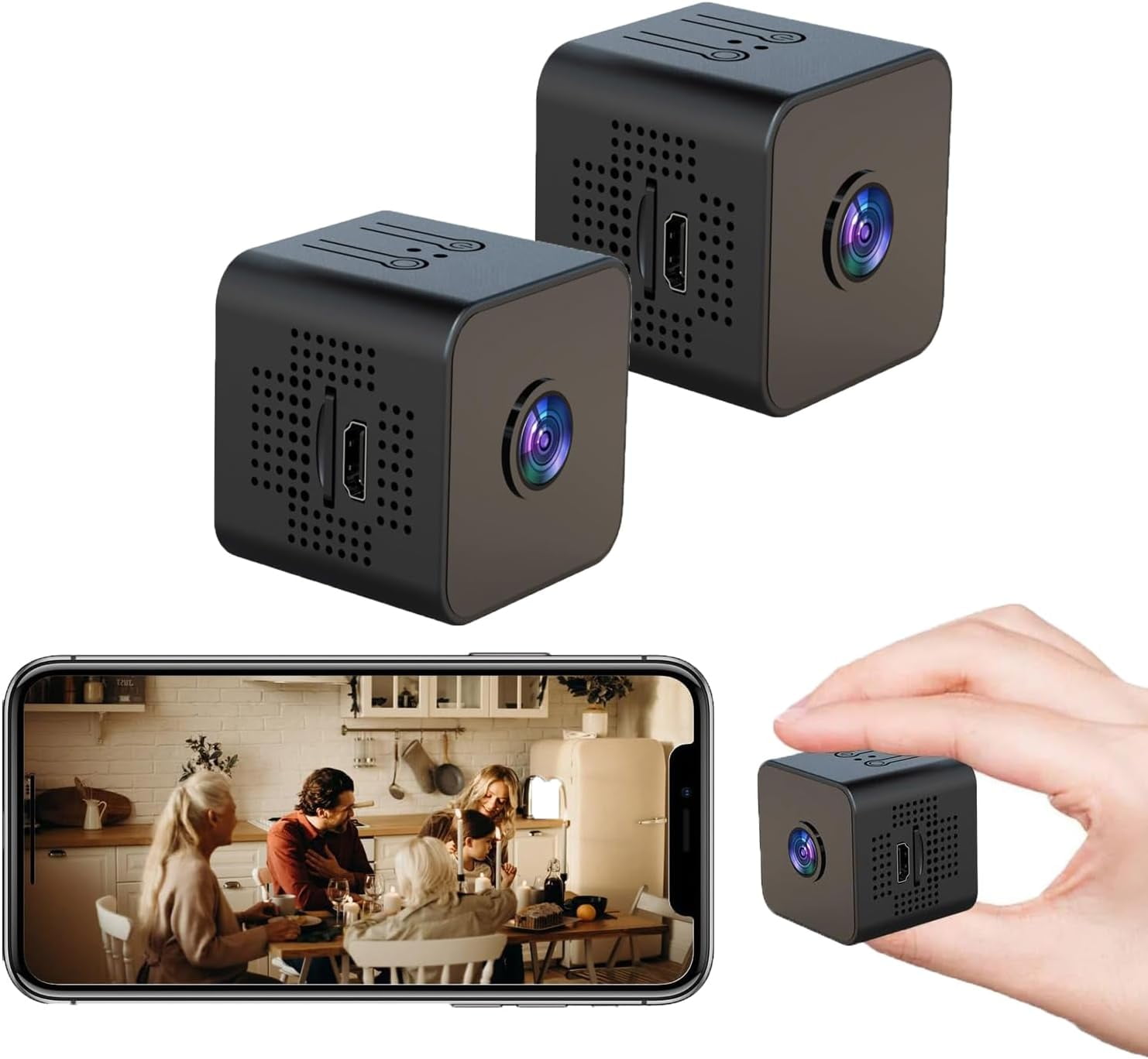 2 Pcs Mini Camera, WiFi Hidden Camera, Night Vision 4K HD Spy Cam for ...