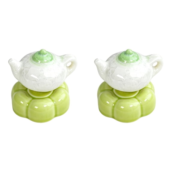 2 Pcs Mini Ceramic Rotating Teapot Decor, Crystalline Glaze Tea ...