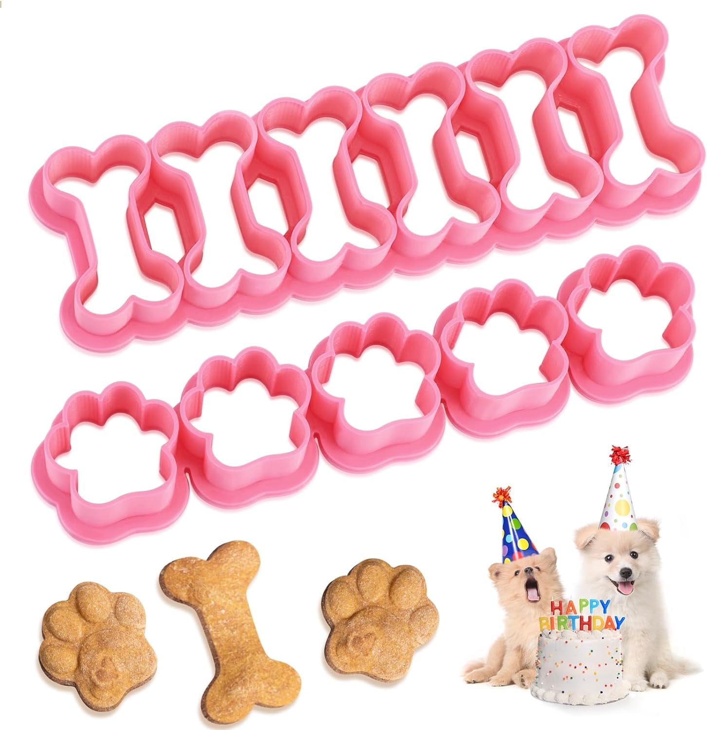 2 Pcs Mini Dog Cookie Cutter Set 1 Inch Dog Bone Cookie Cutter Dog Paw ...