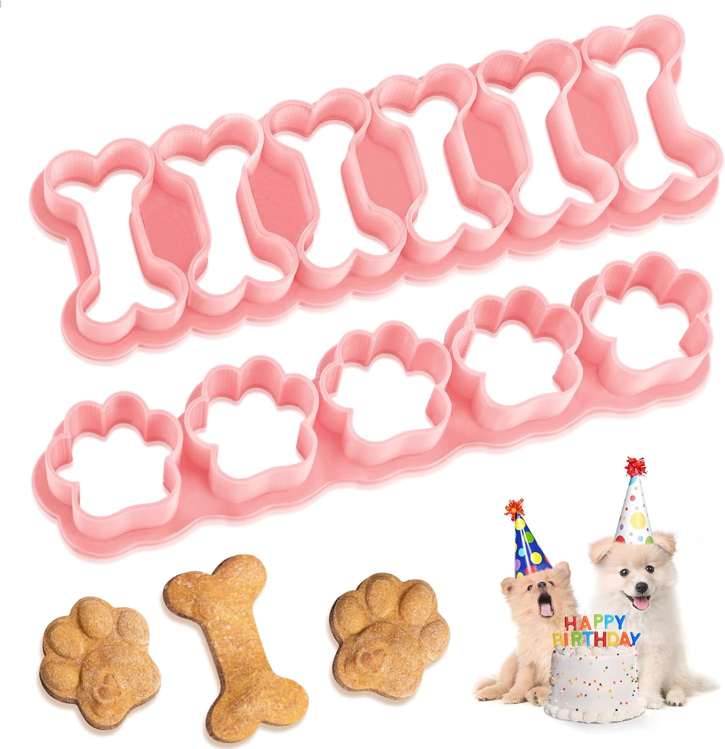 2 Pcs Mini Dog Cookie Cutter Set 1 Inch Dog Bone Cookie Cutter Dog Paw ...