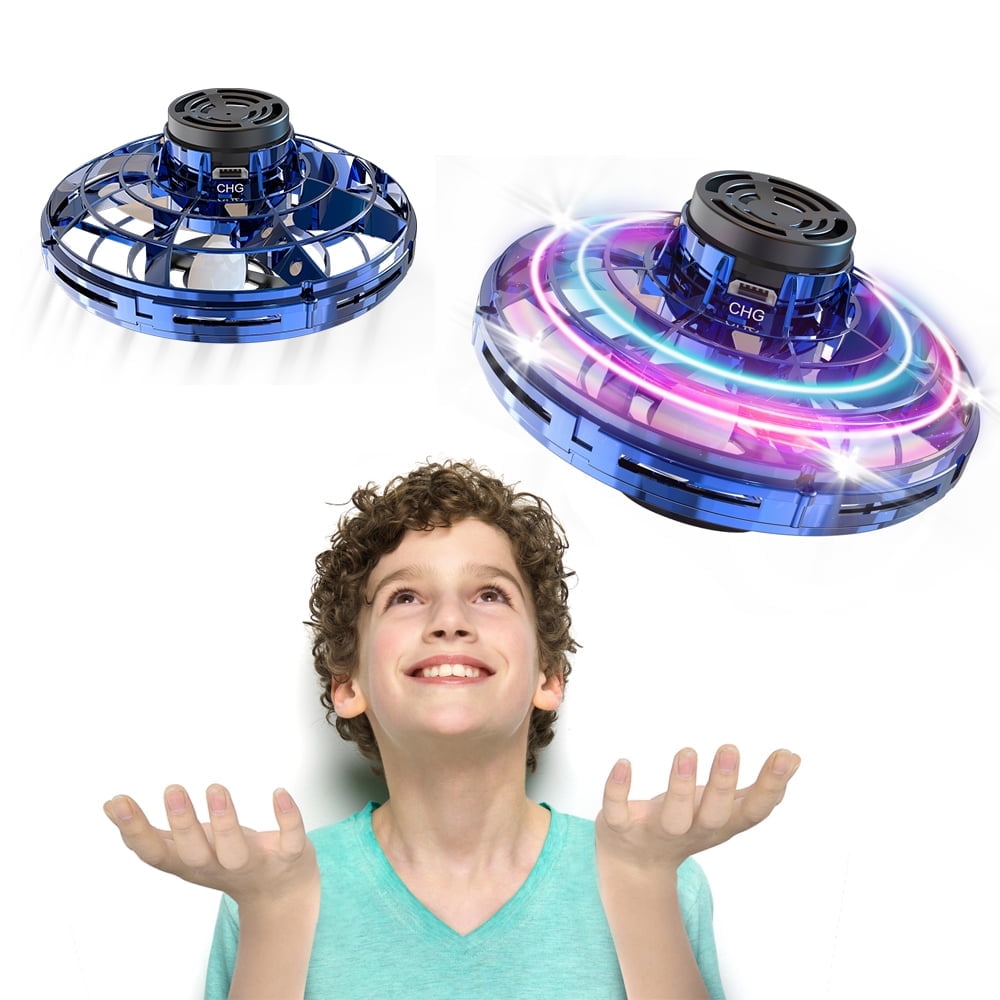 2 Pcs Mini Drone, Rechargeable UFO Flying Spinner with Lights, Cool ...