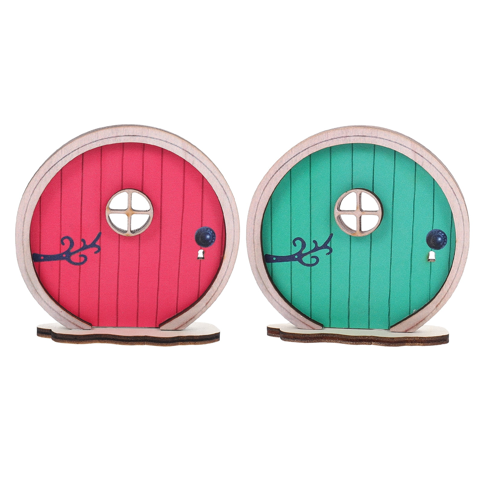 2pcs Wooden Fairy Garden Mini Doors Embellishments for Outdoor Decor ...