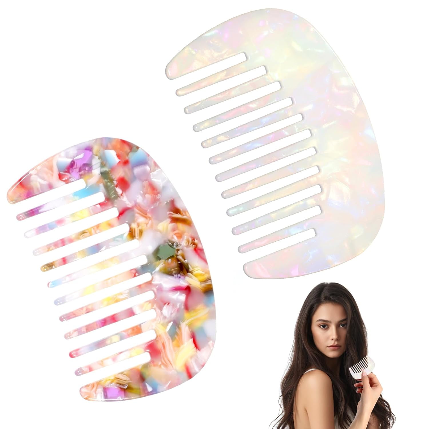 2 Pcs Mini Hair Comb Wide Tooth, Small Travel Combss Detangling Comb ...