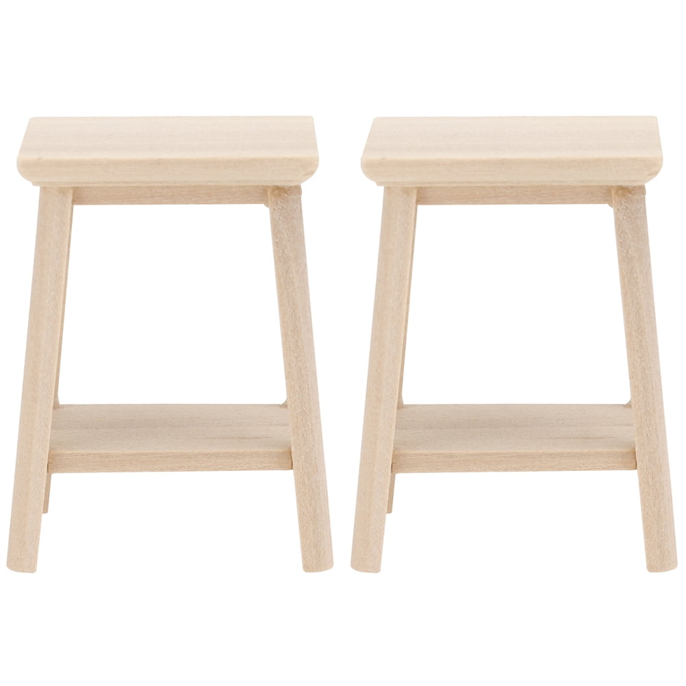 2 Pcs Mini Stool House Dollhouse Kids Chair Miniature Bar Stools Beige ...