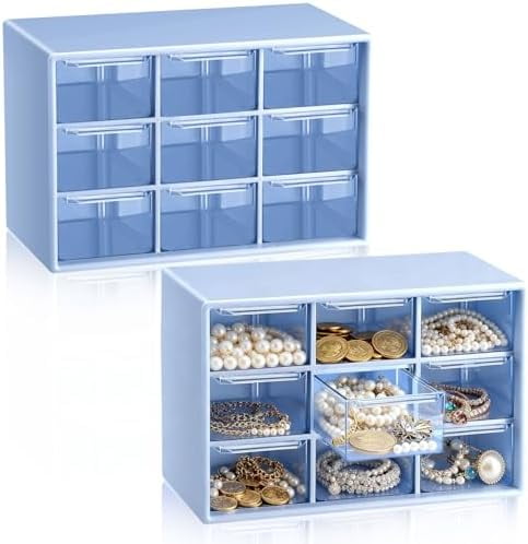 2 Pcs Mini Storage Drawers Teacher Toolbox Organizer with 9 Clear ...