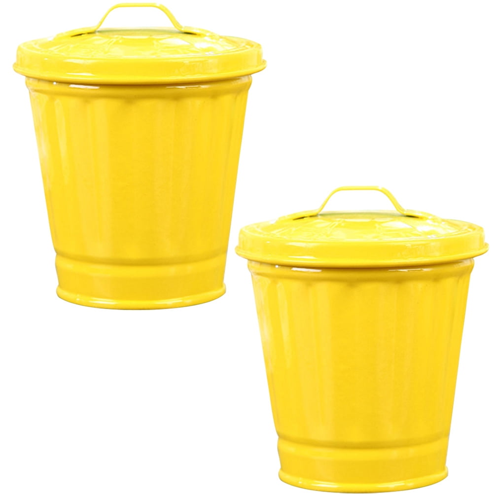 2 Pcs Mini Trash Can Plant Pots Small Trash Cans with Lids Desktop Toys ...
