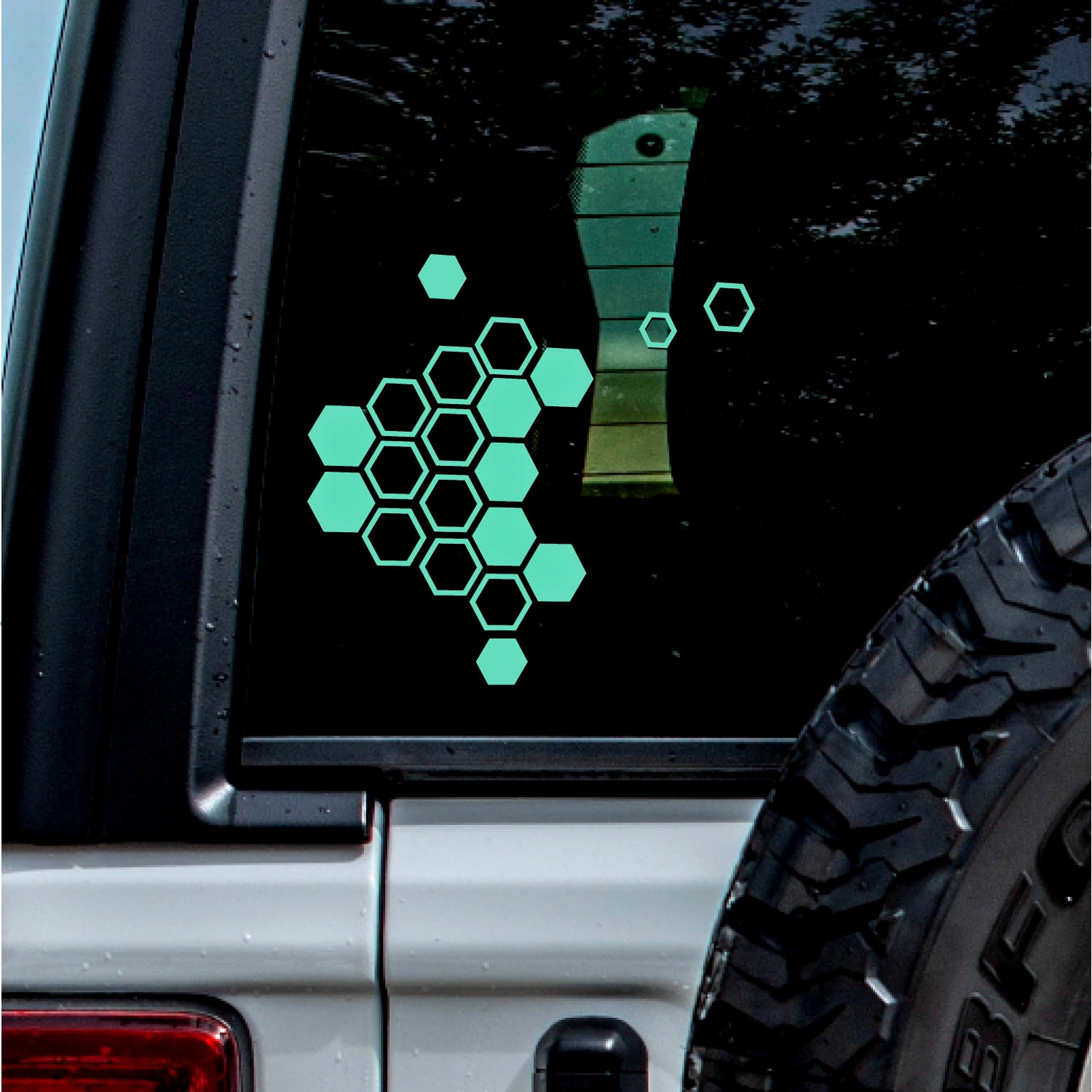 (2 Pcs Mint, 7.3'' x 7.0'') - Vinyl Sticker Decal - "Honeycomb ...