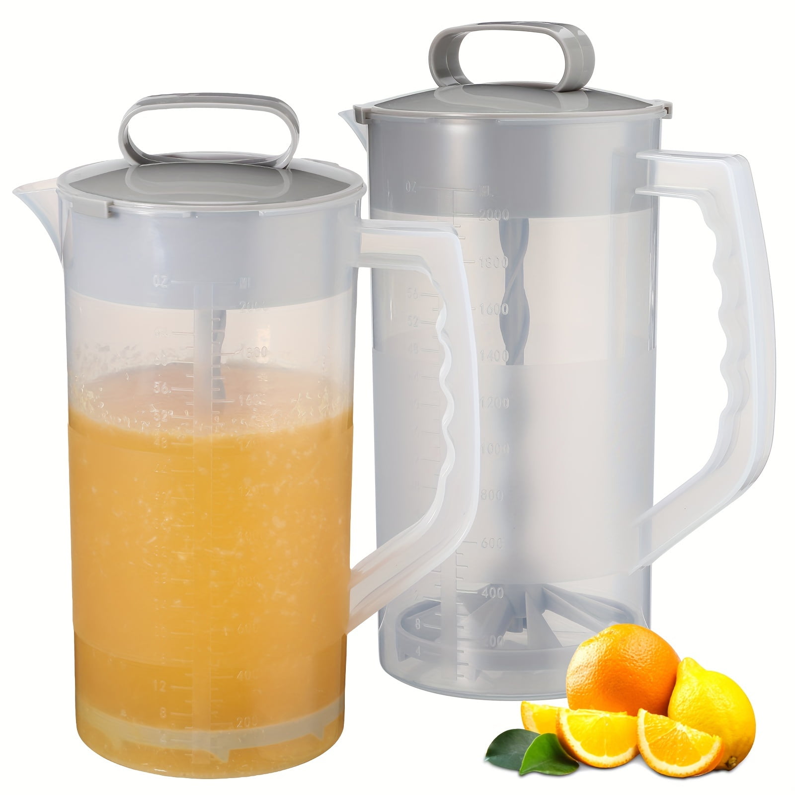 2 Pcs Mixing Pitcher For Drinks 2 Quart/ 64oz Plastic Water Pitcher ...