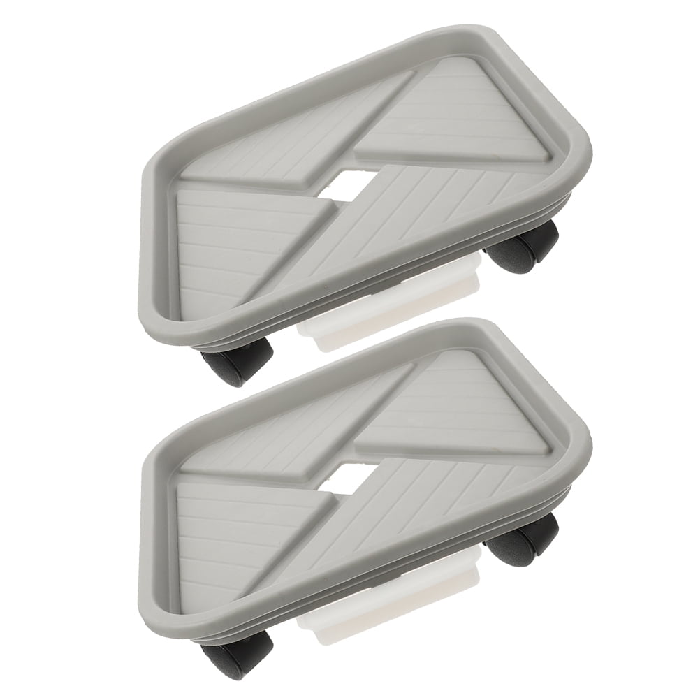 2 Pcs Mobile Flower Pot Water Tray Plant Stands Plants Rollers Grey ...