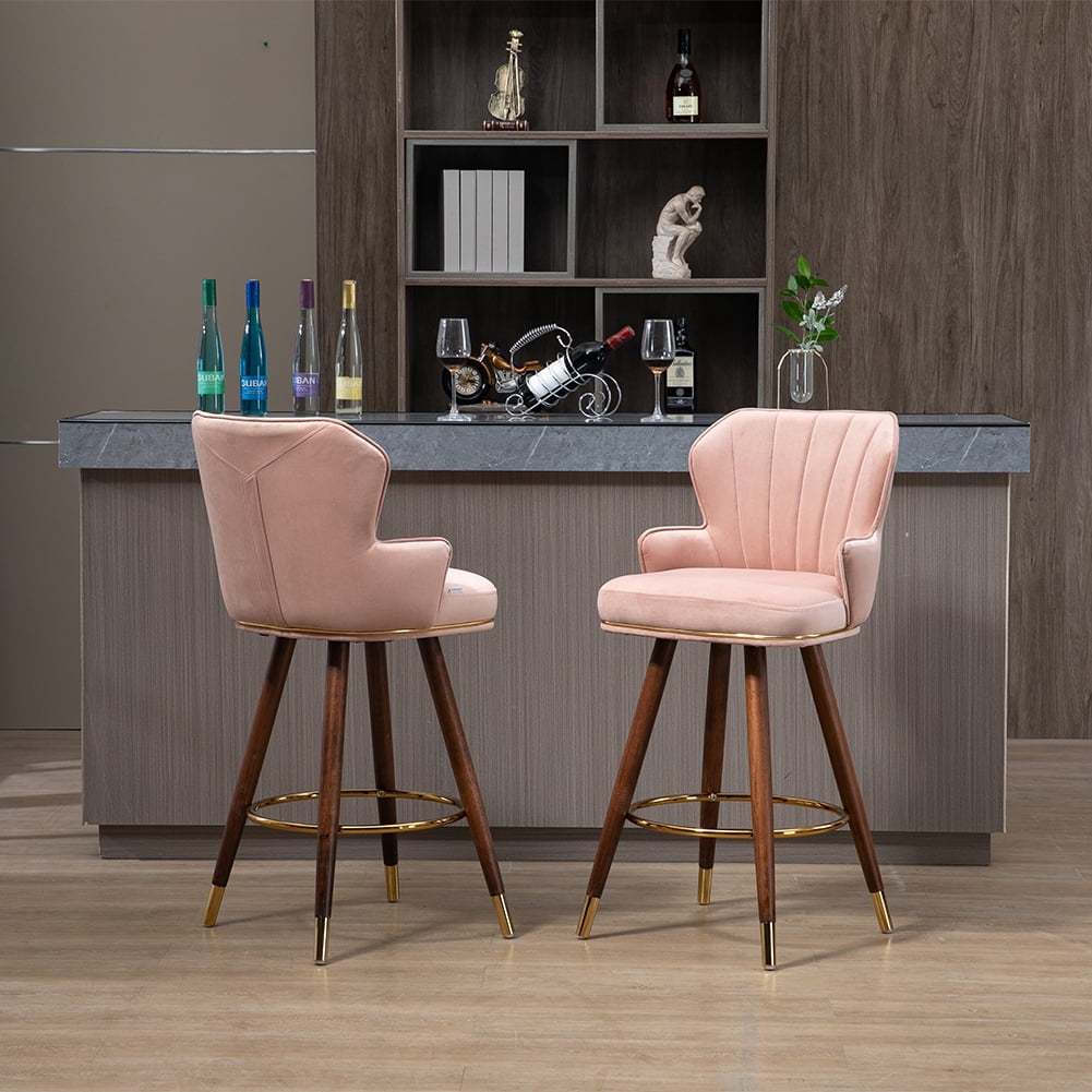 2 Pcs Modern Swivel Bar Stools, 360 Degrees Fixed Height Swivel Counter ...