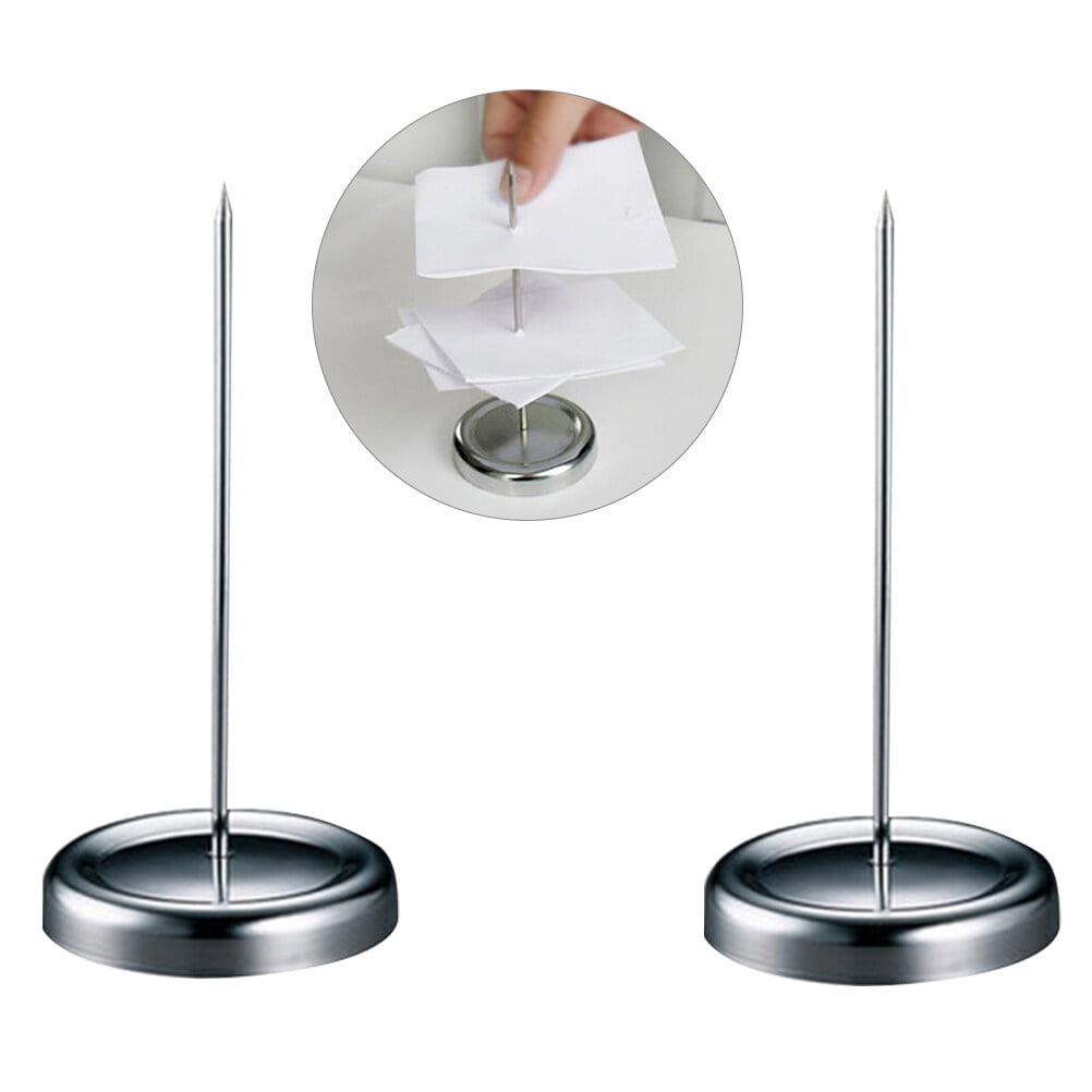 2 Pcs Money Holder Bill Ticket Check Spindle Stainless Steel Receipt ...