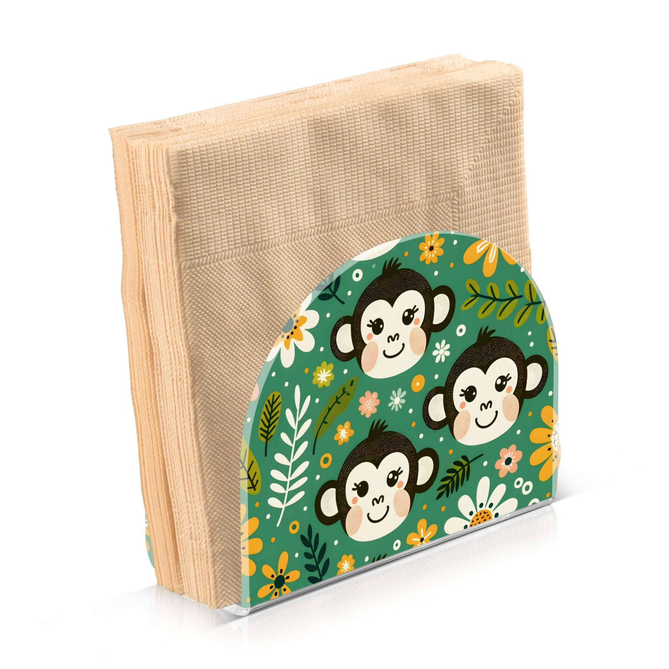 2 Pcs Monkey Faces Flowers Dots Napkin Holder for Table Acrylic Clear ...