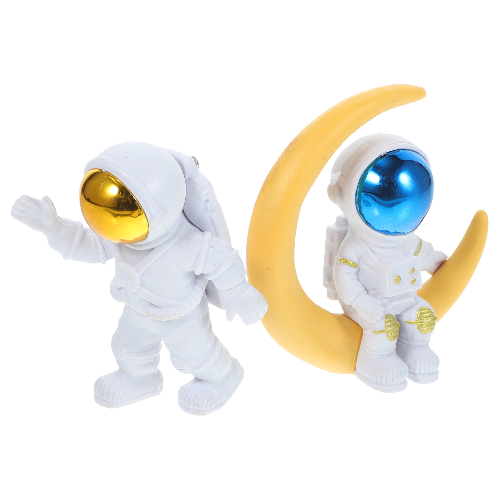 Astronaut Themed Fish Tank Decorations with Golden Moon PVC Spacemen ...