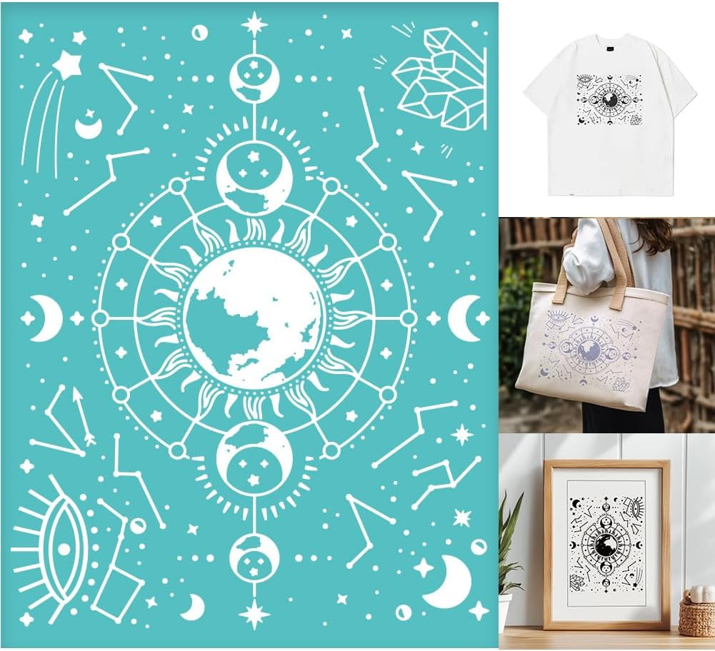 2 Pcs Moon Phases Silkscreen Stencil for Painting Moon Stars Painting ...