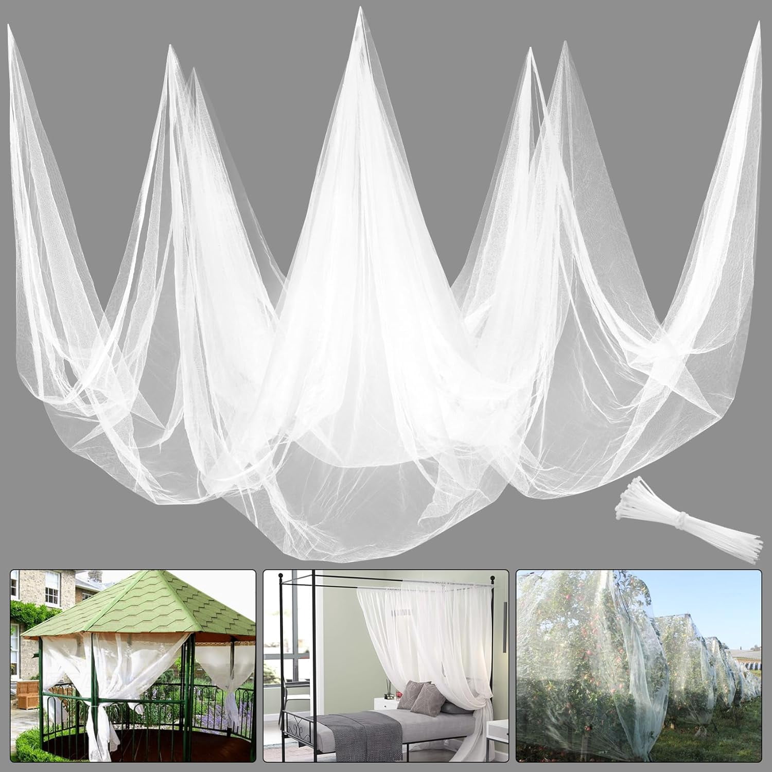 2 Pcs Mosquito Netting for Patio, 13 x 10 Ft Garden Netting Mesh ...