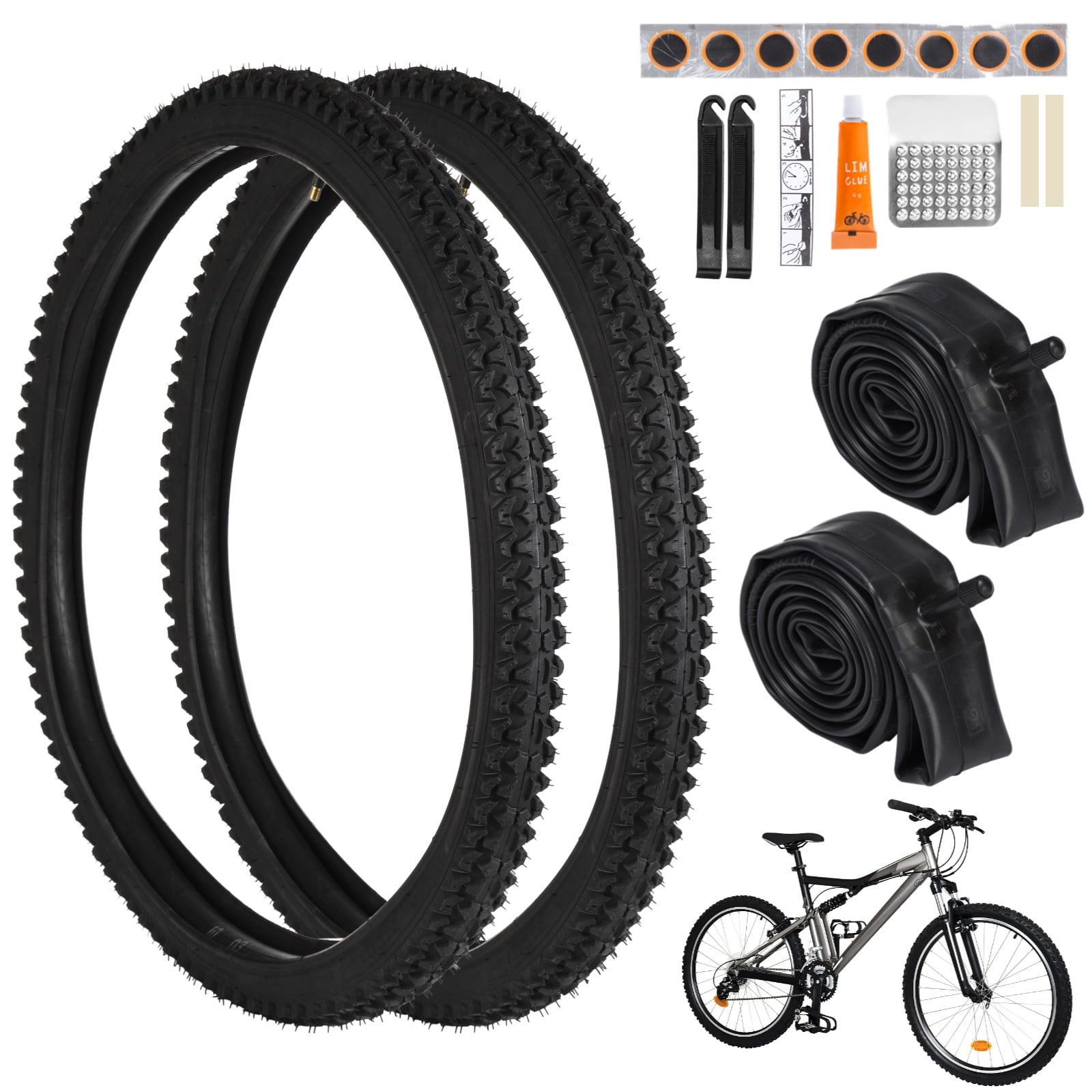 2 Pcs Mountain Bike Tires 26” X 1.95” with 2 Pcs Bike Tubes 26” X 1.75 ...