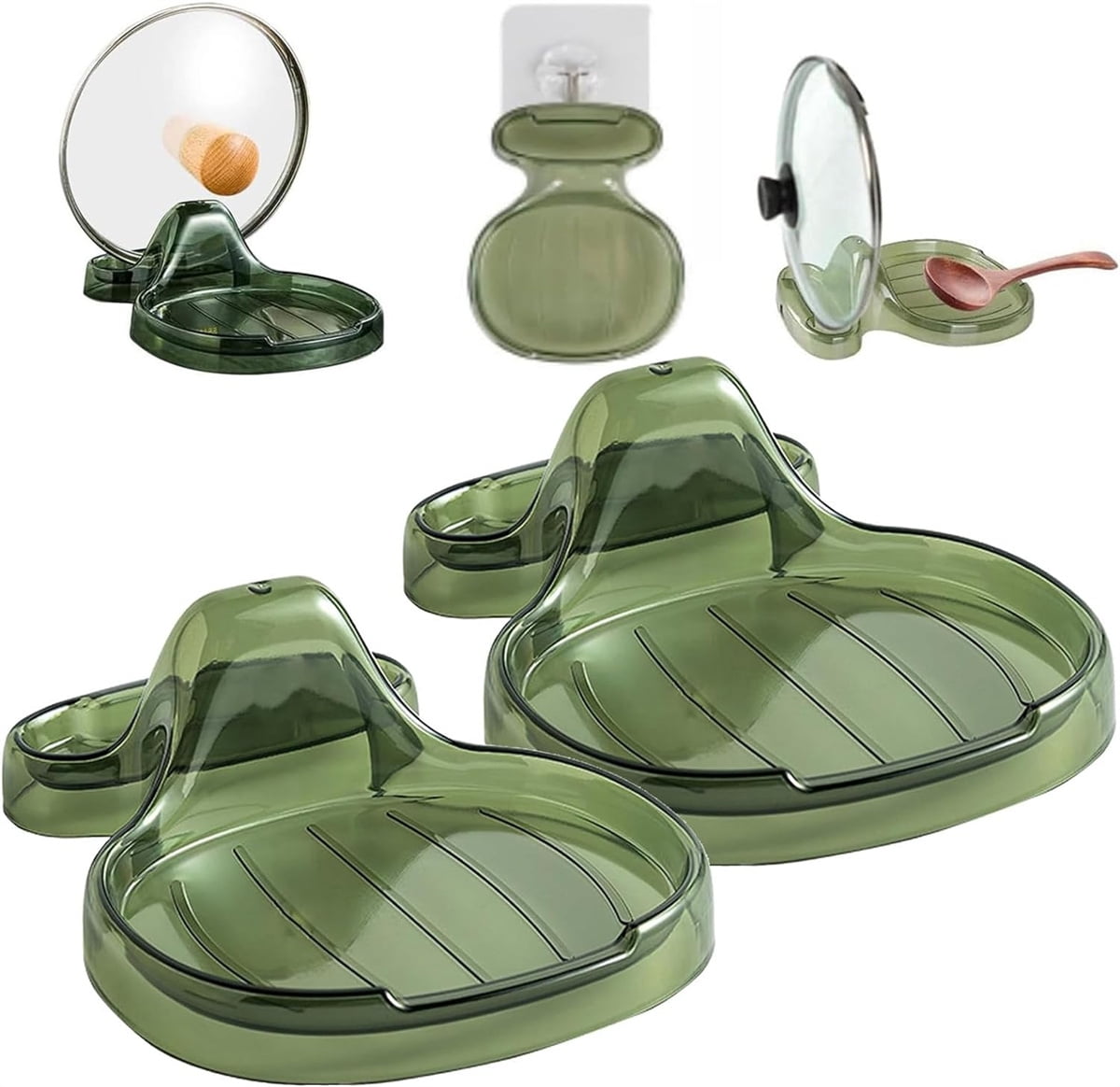 2 Pcs Multifunction Kitchen Spatula Rack,Cover Chopping Block Storage ...