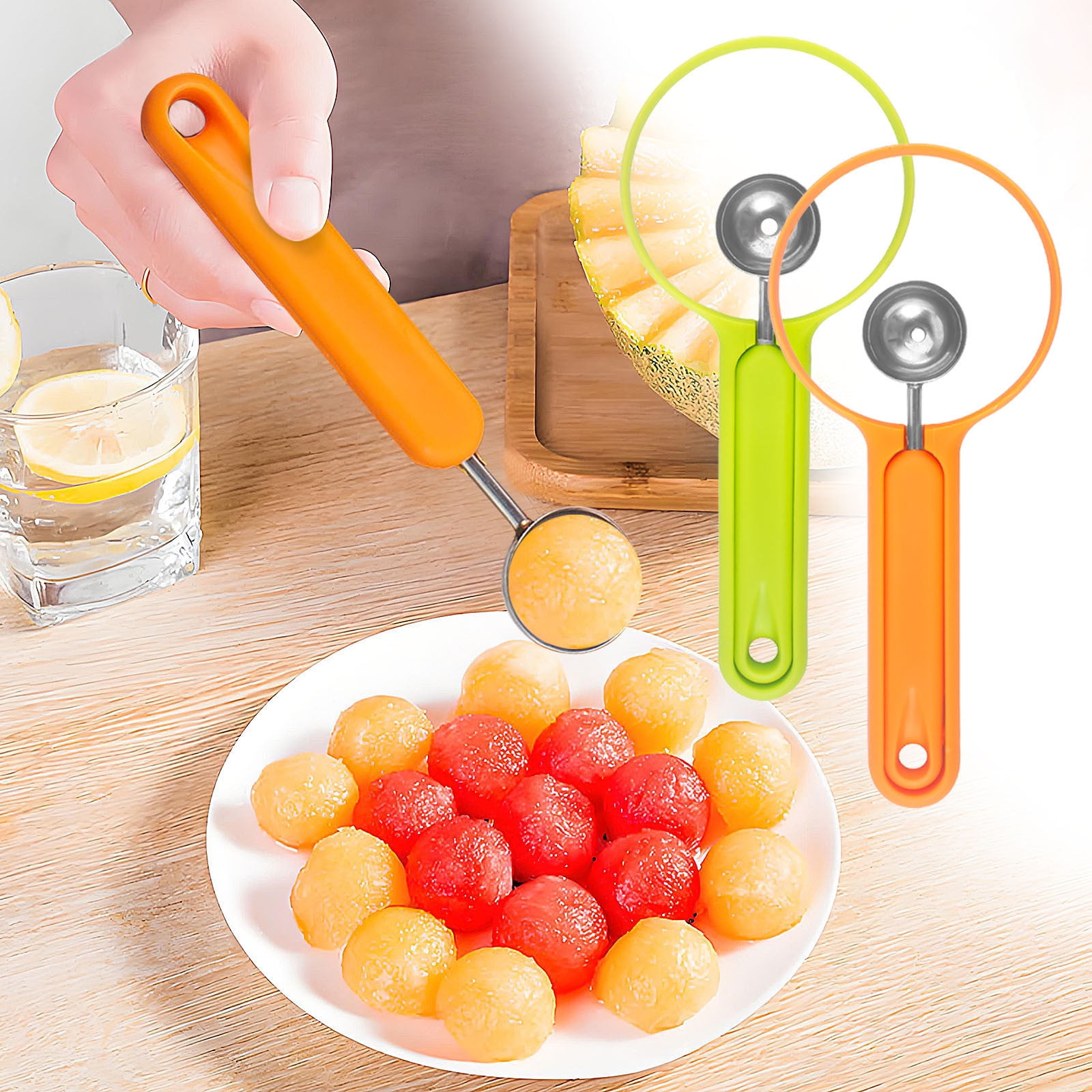 2 Pcs Multifunctional Stainless Steel Fruit Scoop and Divider Set ...