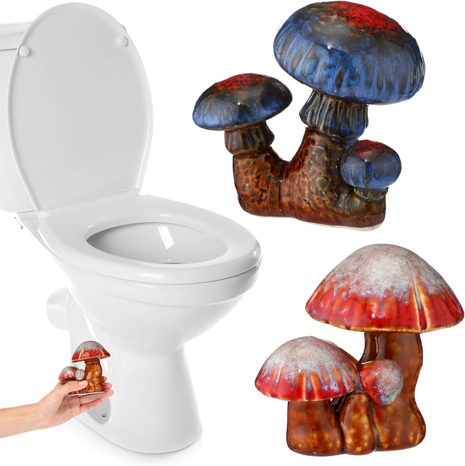 2 Pcs Mushroom Toilet Bolt Caps, 2 Design, Funny Decorative Toilet ...