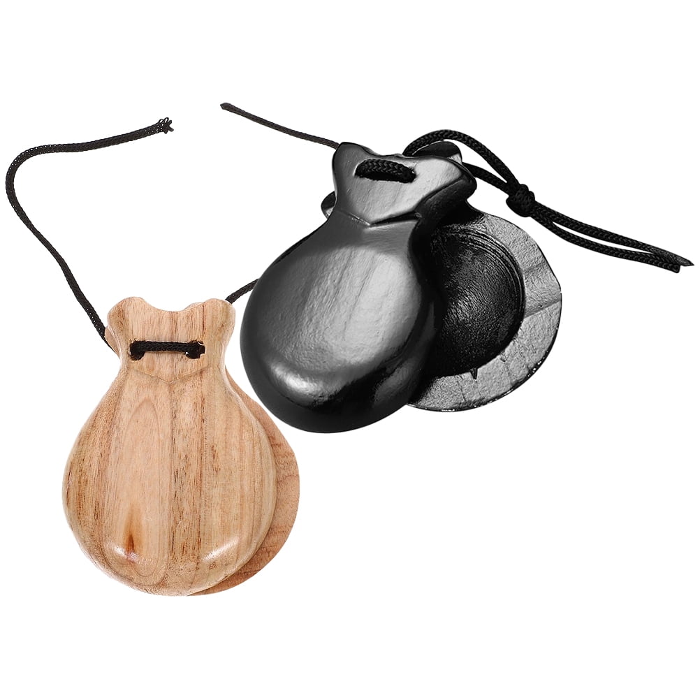 OFFIGAM Castanet Wooden Clappers Natural Wood 2Pcs 3.46X2.48X0.86In ...