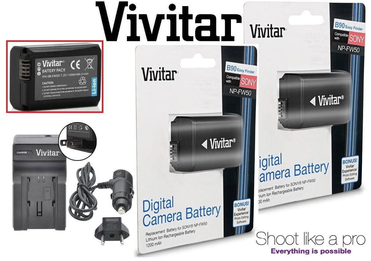 2-Pcs NP-FW50 Li-Ion Battery With Rapid Charger For Sony A6000 A3000 ...