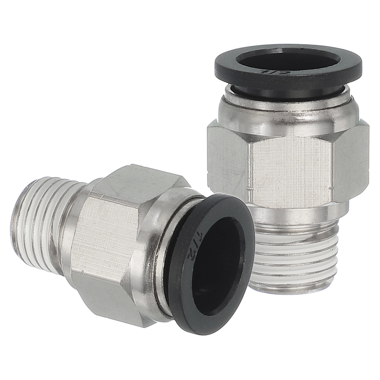 Uxcell NPT Push to Connect Air Fittings, Male Straight NPT Thread Connector Black 1/2" OD-1/4 ...