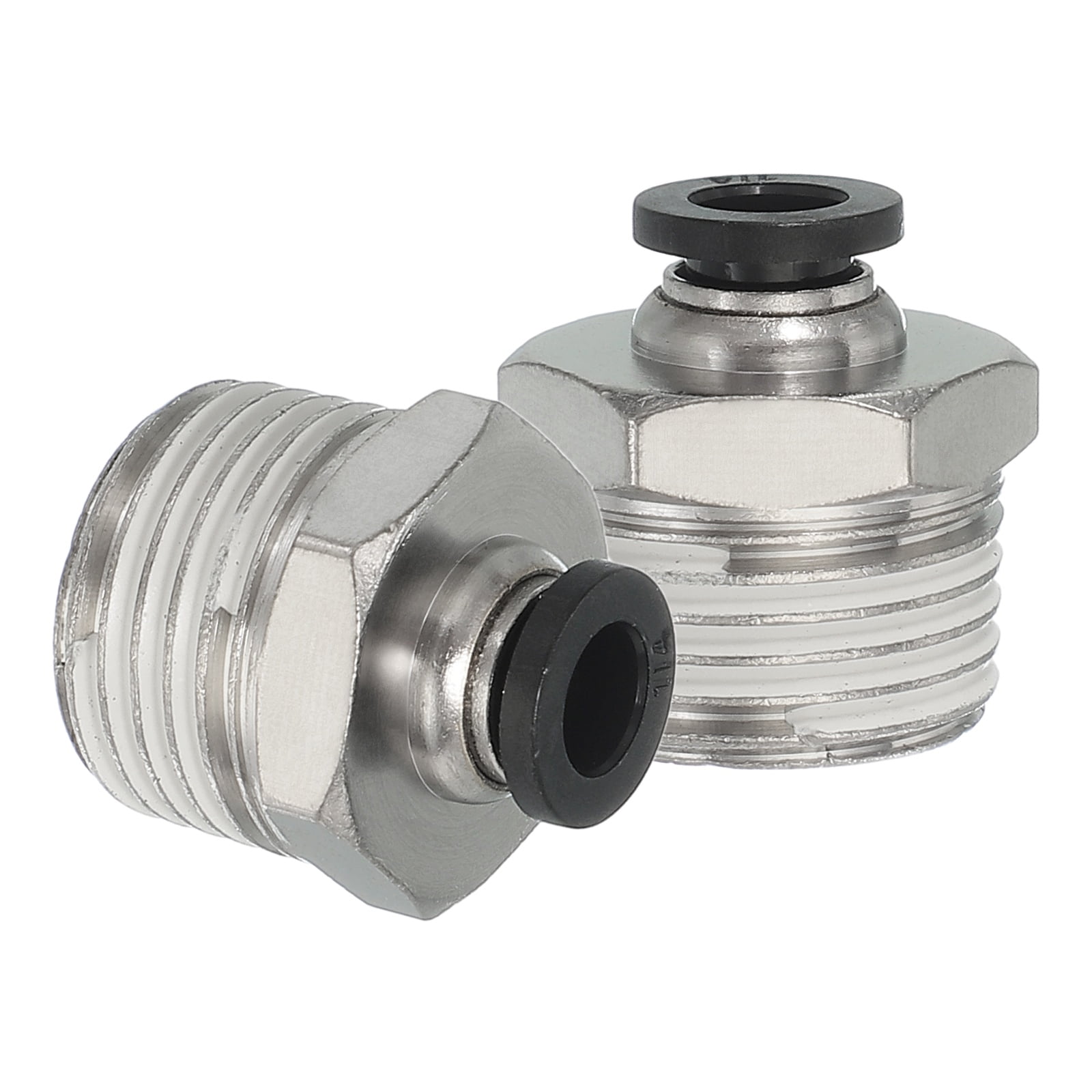 Uxcell NPT Push to Connect Air Fittings, Male Straight NPT Thread Connector Black 1/4" OD-1/2 ...