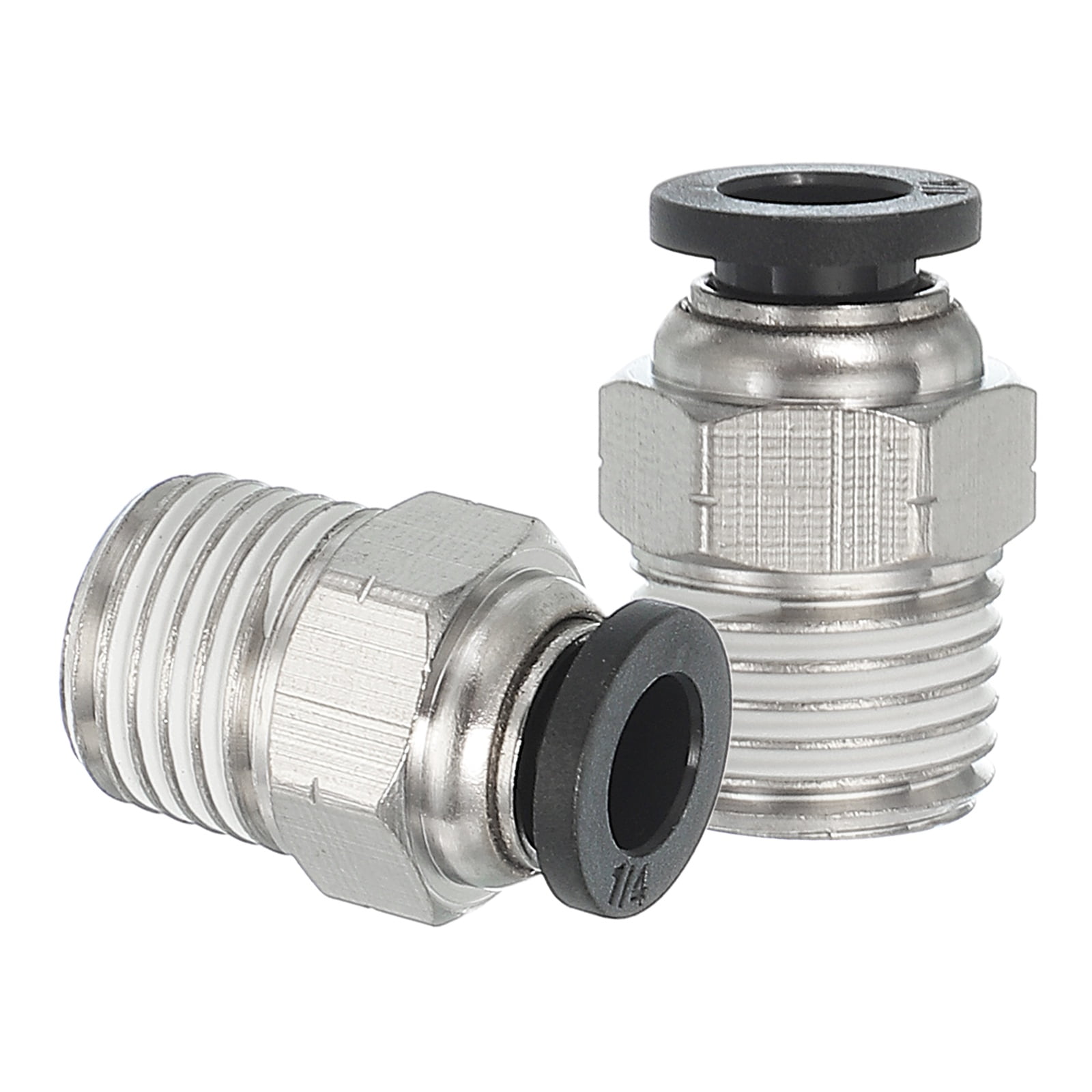 Uxcell NPT Push to Connect Air Fittings, Male Straight NPT Thread Connector Black 1/4" OD-1/4 ...