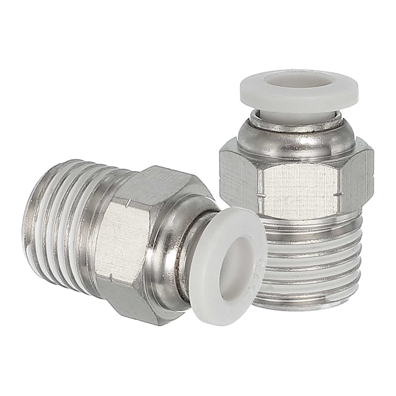 Uxcell NPT Push to Connect Air Fittings, Male Straight NPT Thread Connector White 1/4" OD-1/4 ...