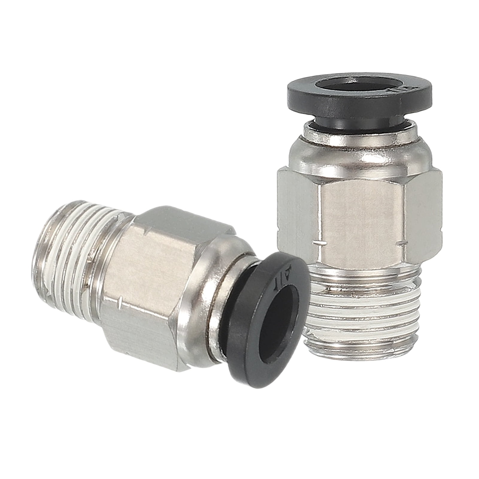 Uxcell NPT Push to Connect Air Fittings, Male Straight NPT Thread Connector Black 1/4" OD-1/8 ...